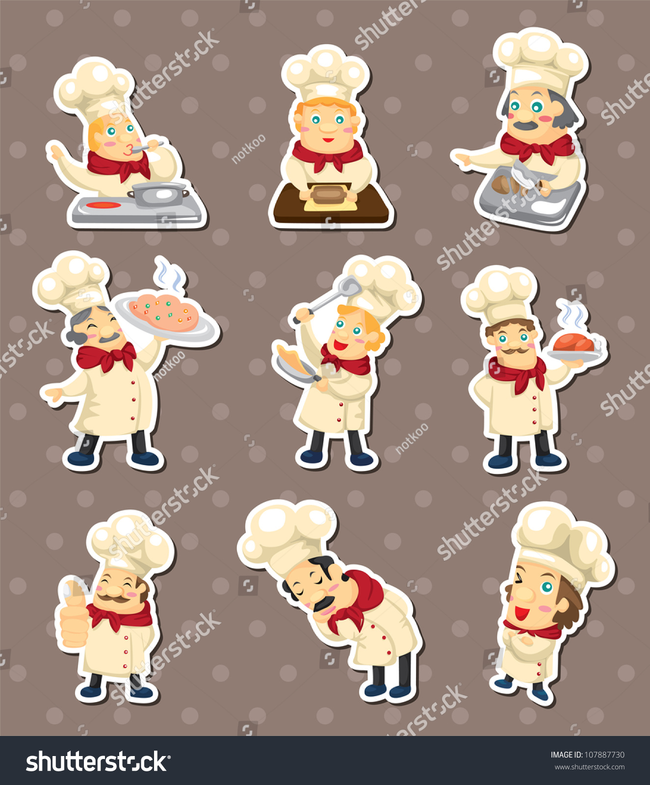 Chef Stickers Stock Vector (Royalty Free) 107887730