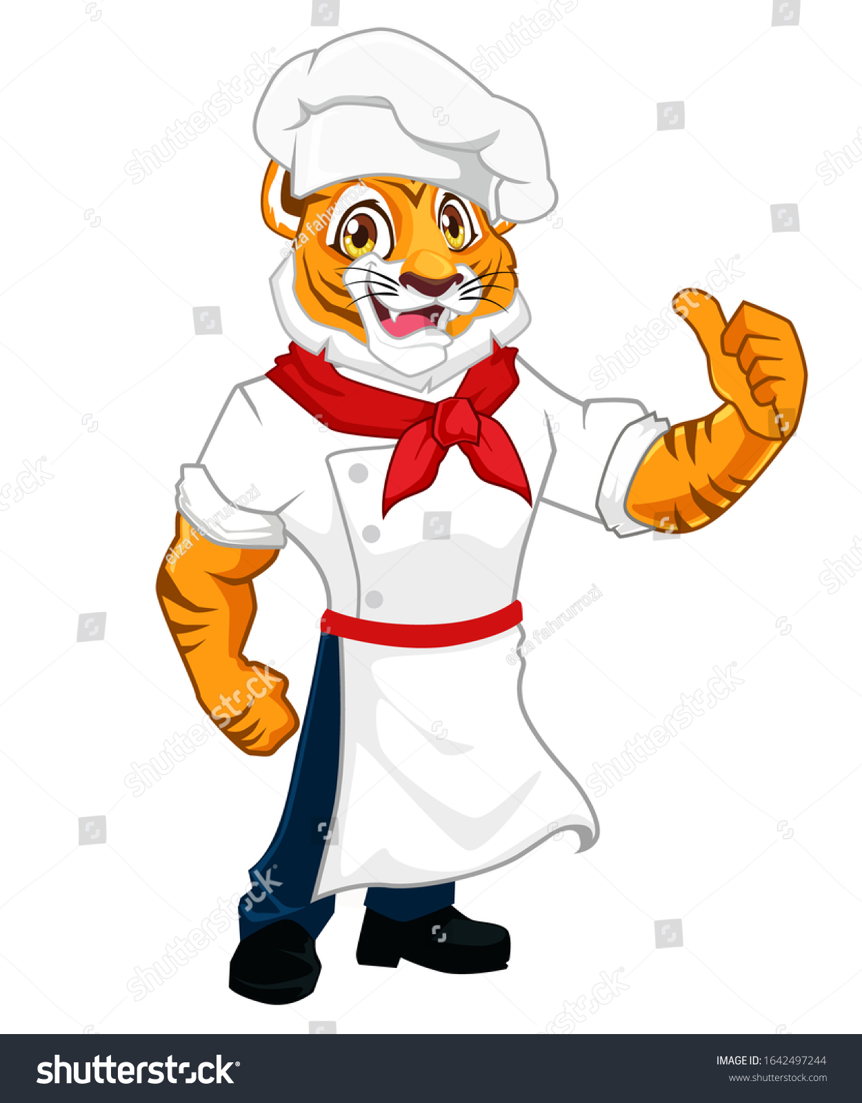 Chef Tiger Cartoon Vector 2: vector de stock (libre de regalías) 1642497244