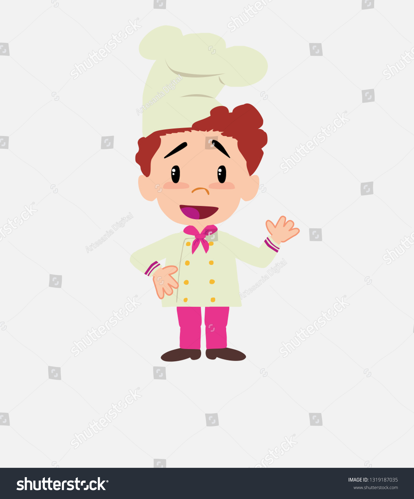 Chef Waving Happy: เวกเตอร์สต็อก (ปลอดค่าลิขสิทธิ์) 1319187035 ...