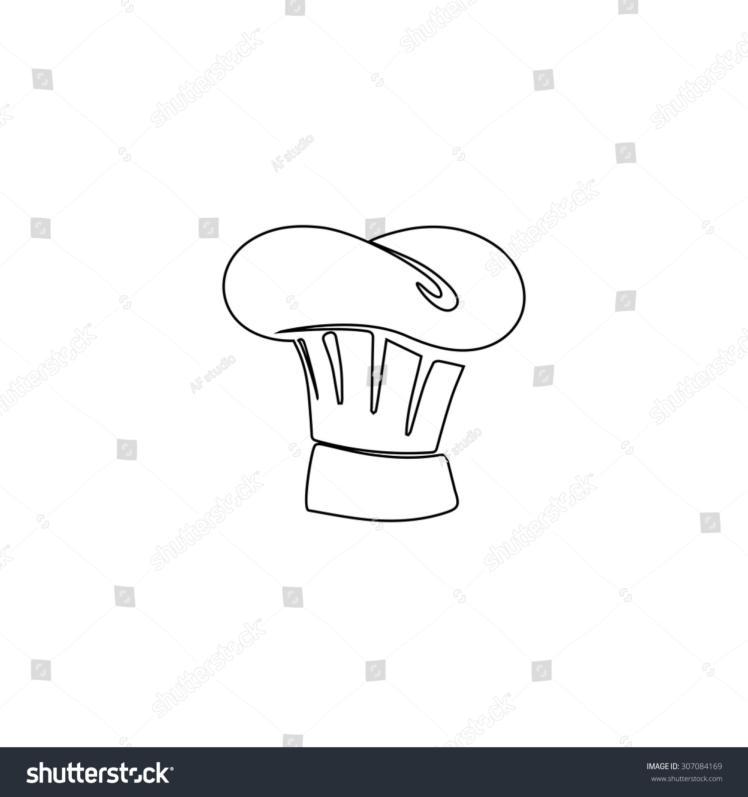 Chefs Hat Outline Black Simple Vector Stock Vector 307084169 - Shutterstock