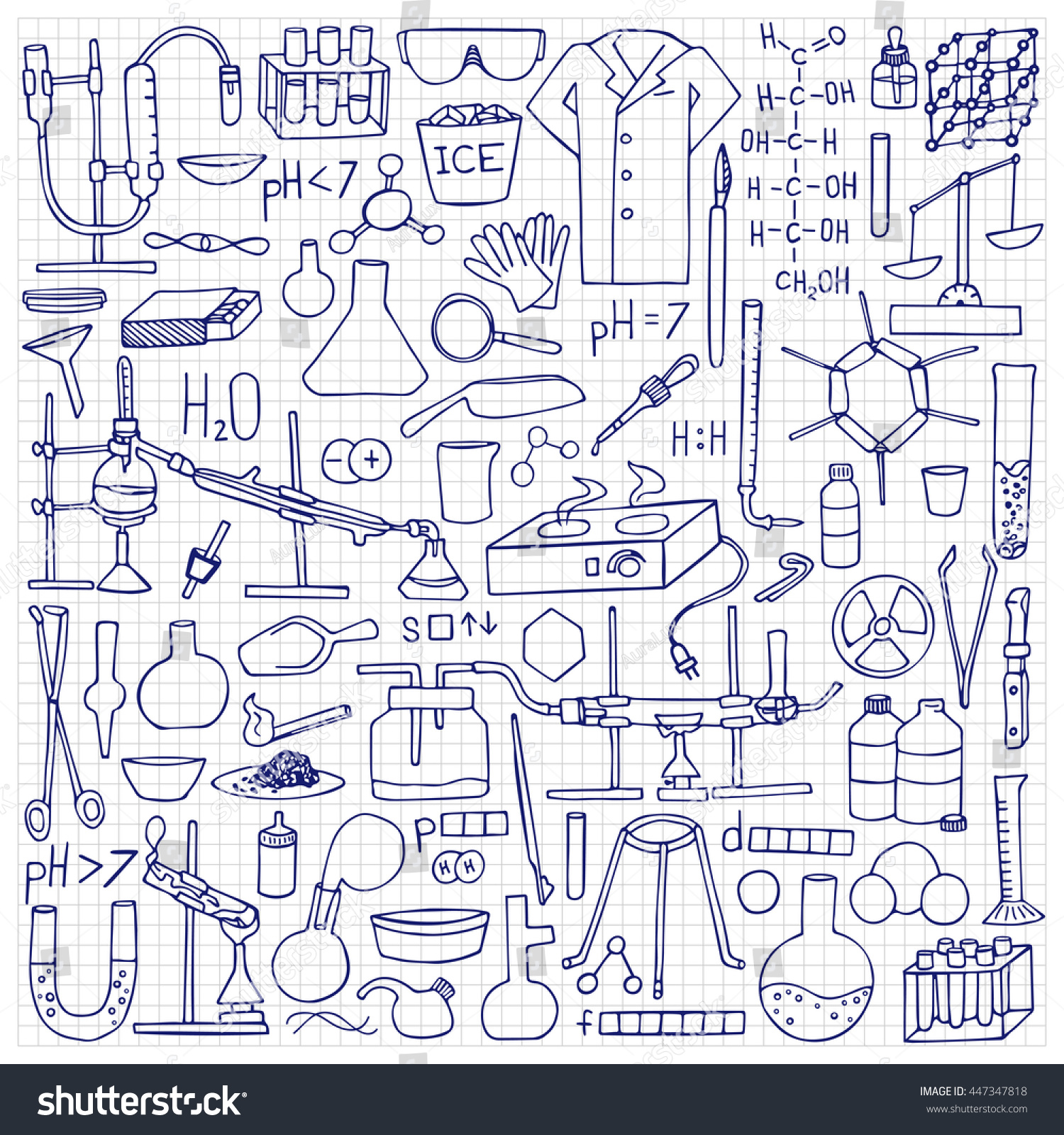 Chemistry Doodle Hand Drawn Set Science Stock Vector (Royalty Free ...