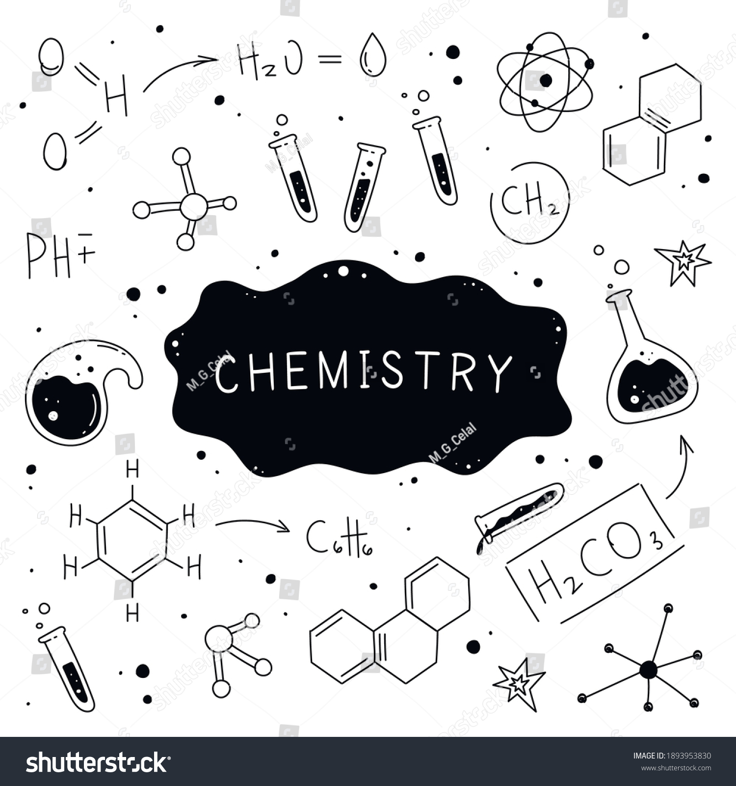 Chemistry Laboratory Instruments Background Vector Drawing Stock Vector ...