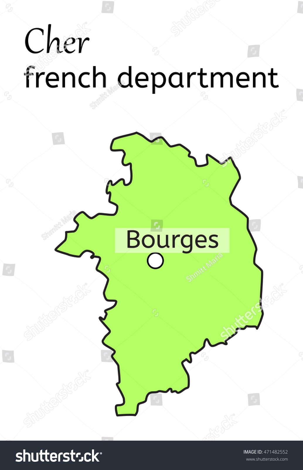 Cher French Department Map Stock Vector (Royalty Free) 471482552