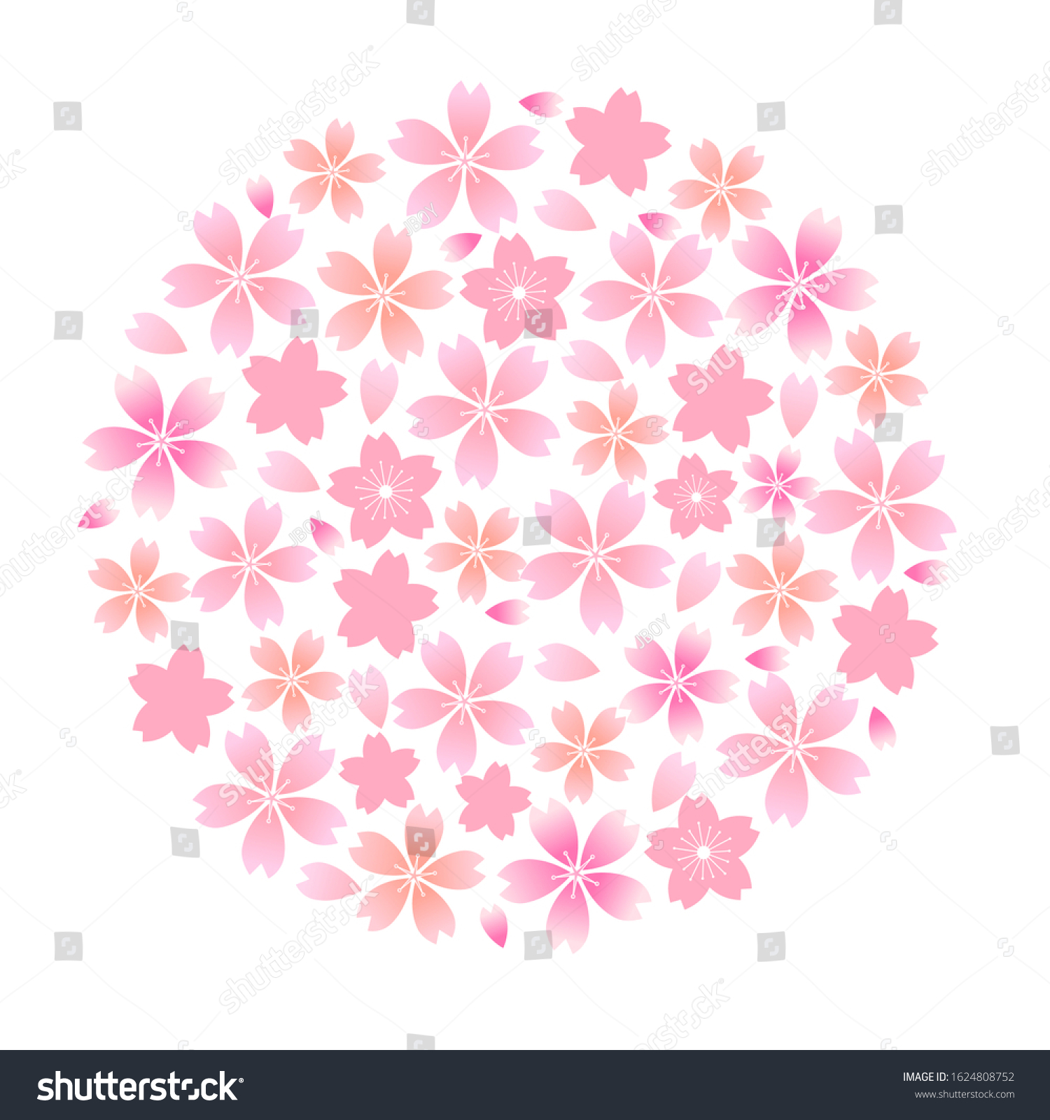 Cherry Blossom Spring Flower Icon Stock Vector (Royalty Free) 1624808752