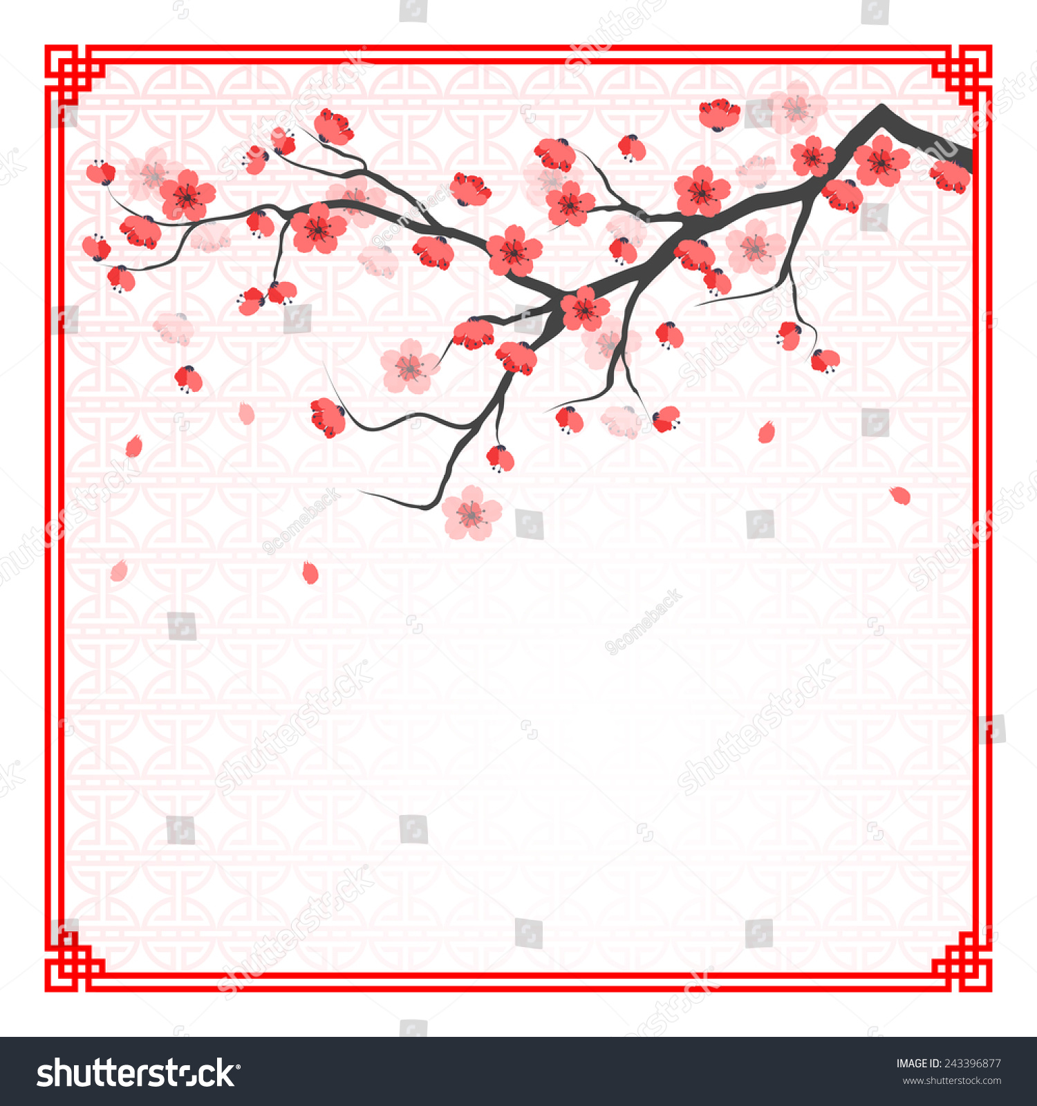 Cherry Blossom Template Chinese Frame Pattern Stock Vector (Royalty ...