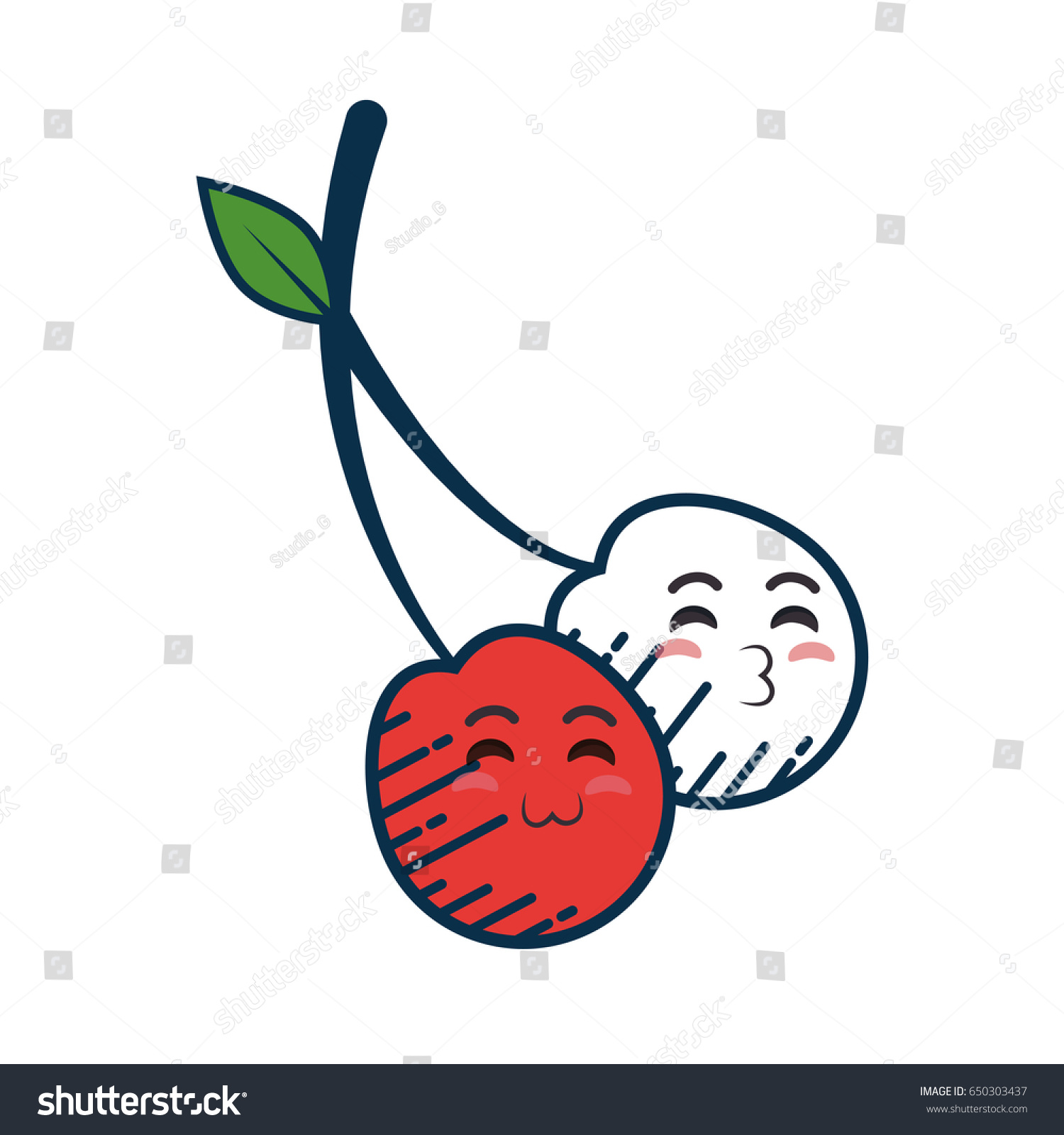 Cherry Cartoon Smiley Stock Vector (Royalty Free) 650303437