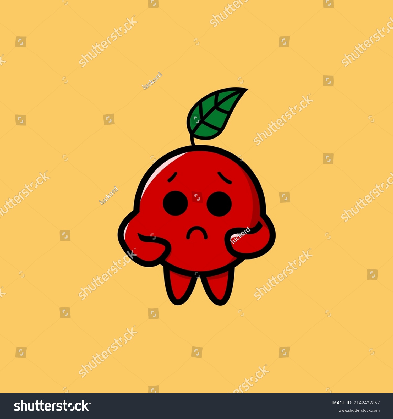 Cherry Fruit Sad Will Crying Stock Vector (Royalty Free) 2142427857 ...