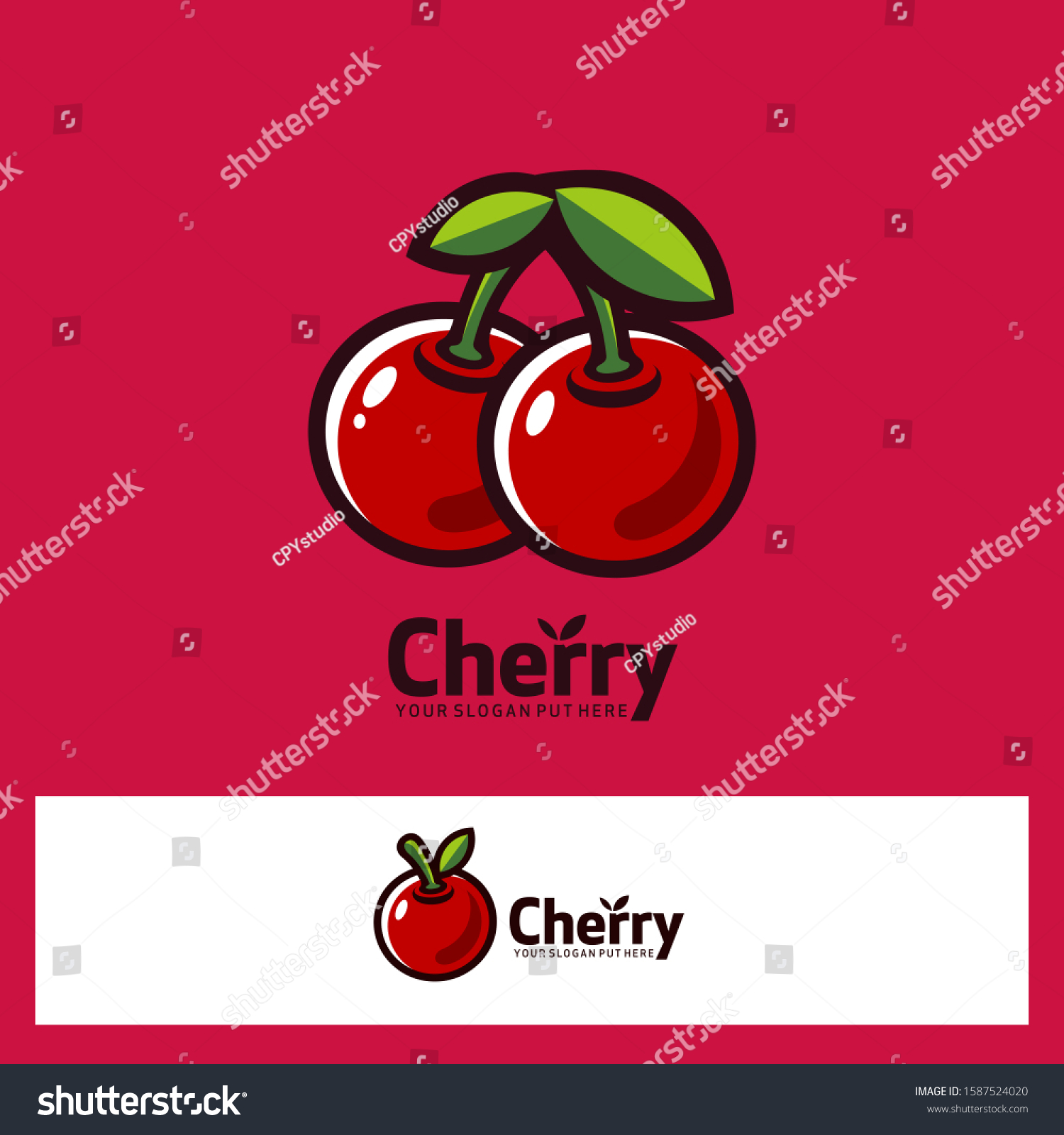 Cherry Fruit Vector Graphic Logo Stock Vector (Royalty Free) 1587524020 ...