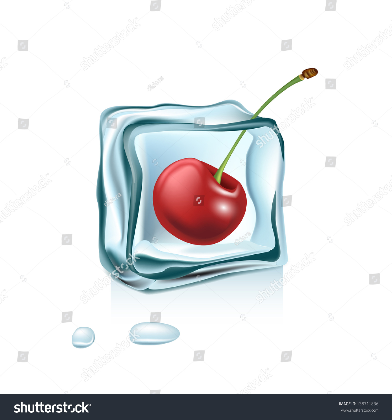 Cherry Ice Cube Isolated On White Stock Vector (Royalty Free) 138711836
