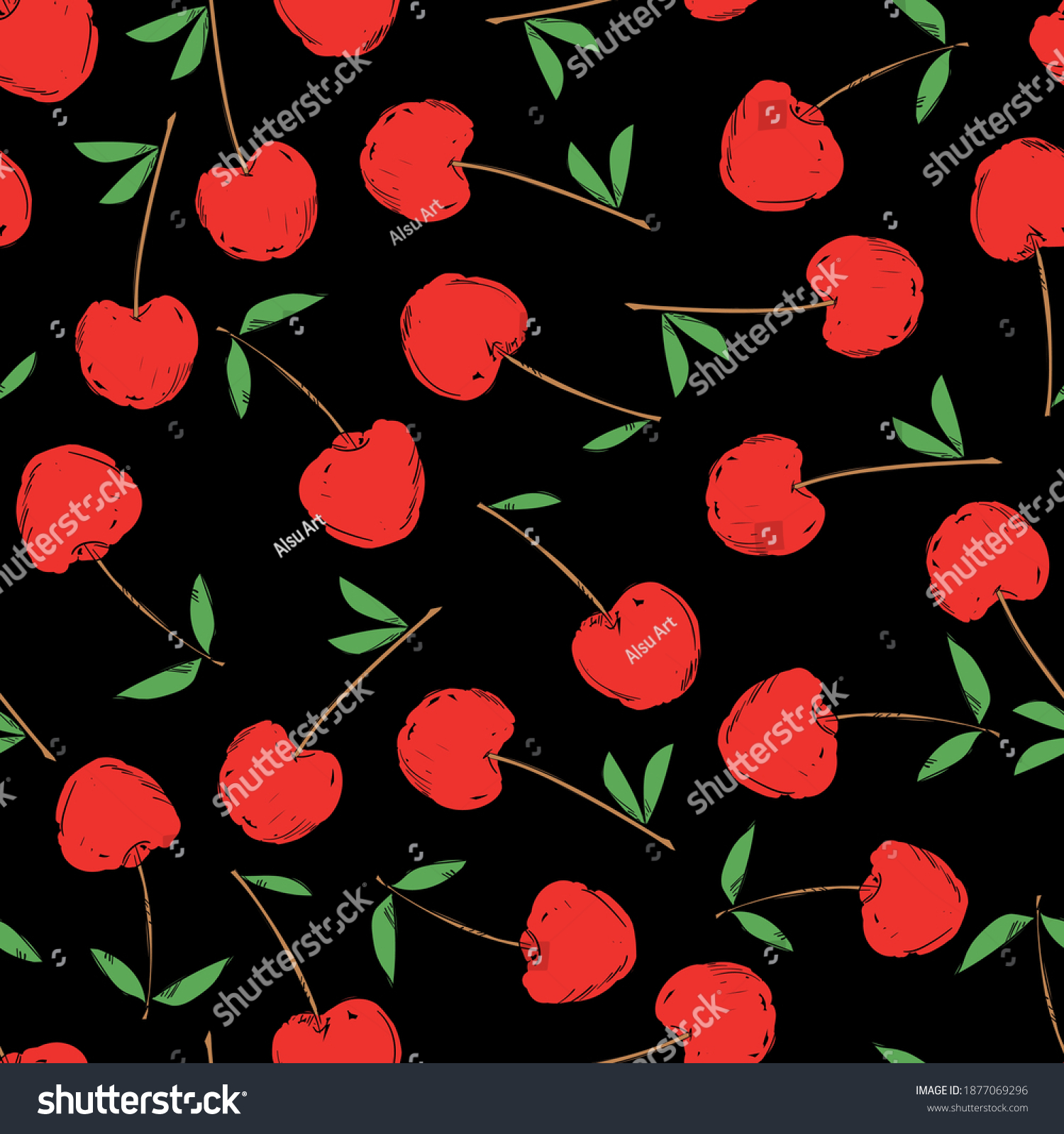 Cherry Pattern Seamless Vector Illustration Trend Stock Vector (Royalty ...