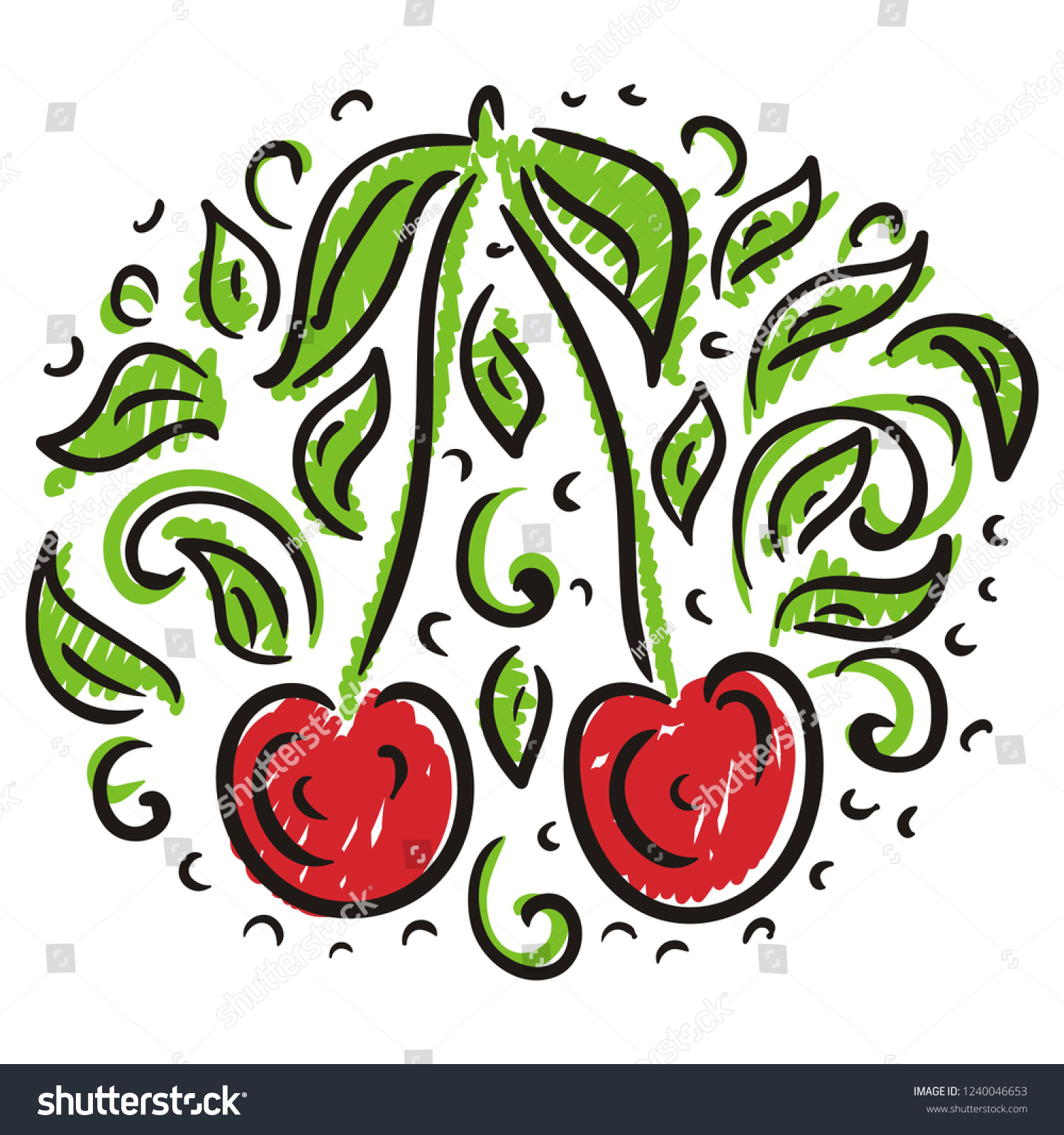 Cherry Sketch Vector Illustration Stock Vector (Royalty Free ...