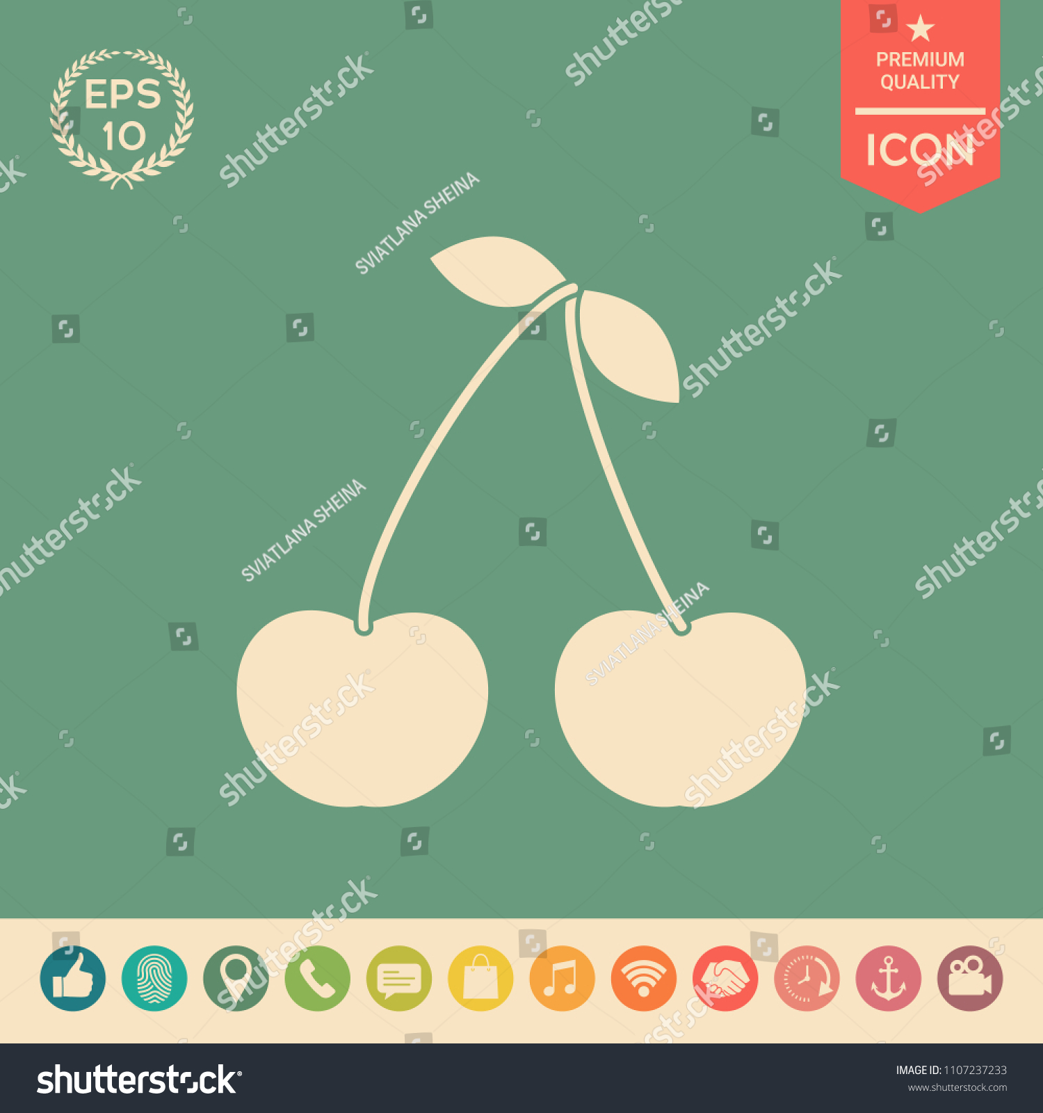 Cherry Symbol Icon Stock Vector (Royalty Free) 1107237233 | Shutterstock