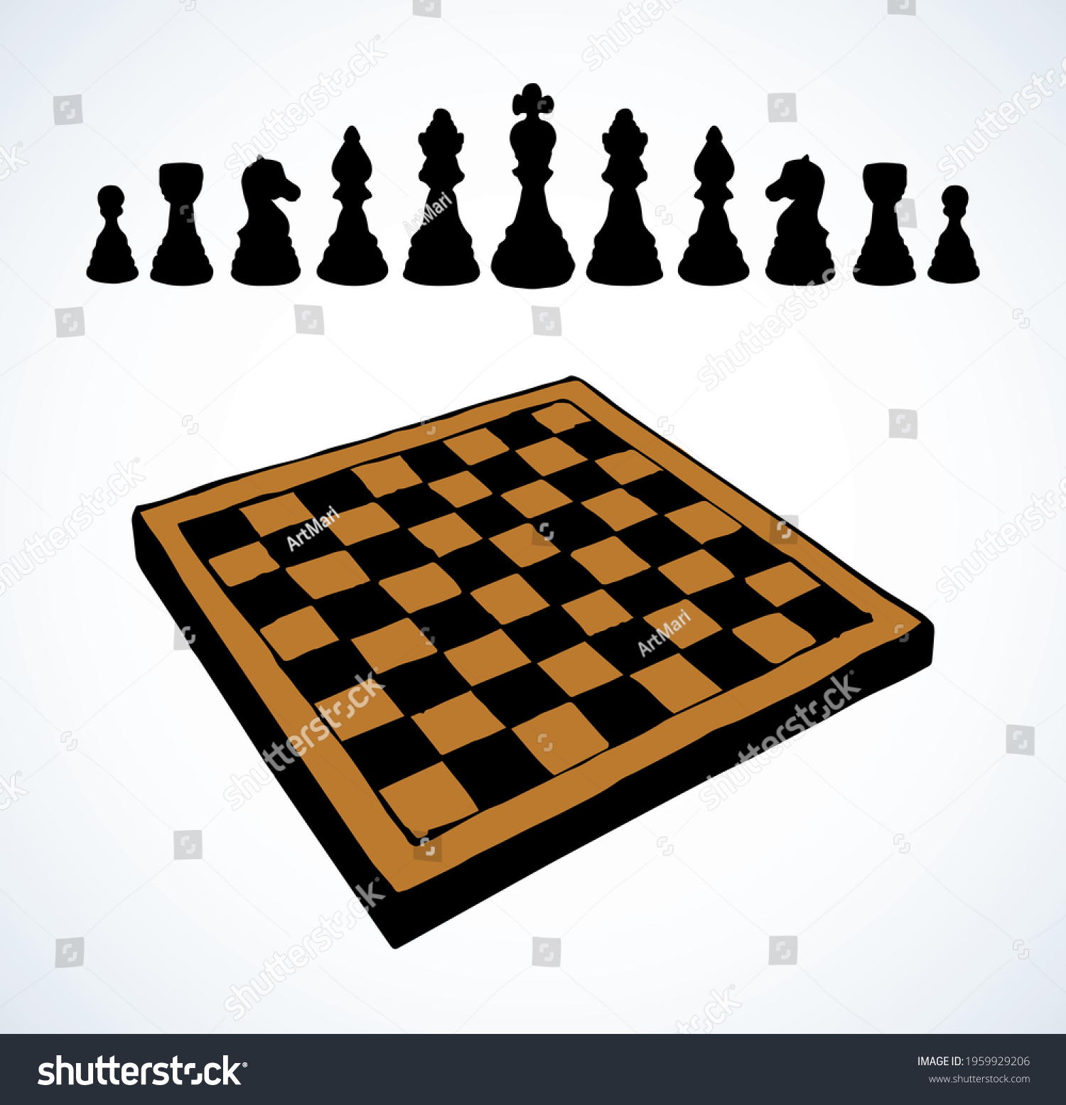 Chess Figures Vector Pen Drawing Stock Vector (Royalty Free) 1959929206 ...