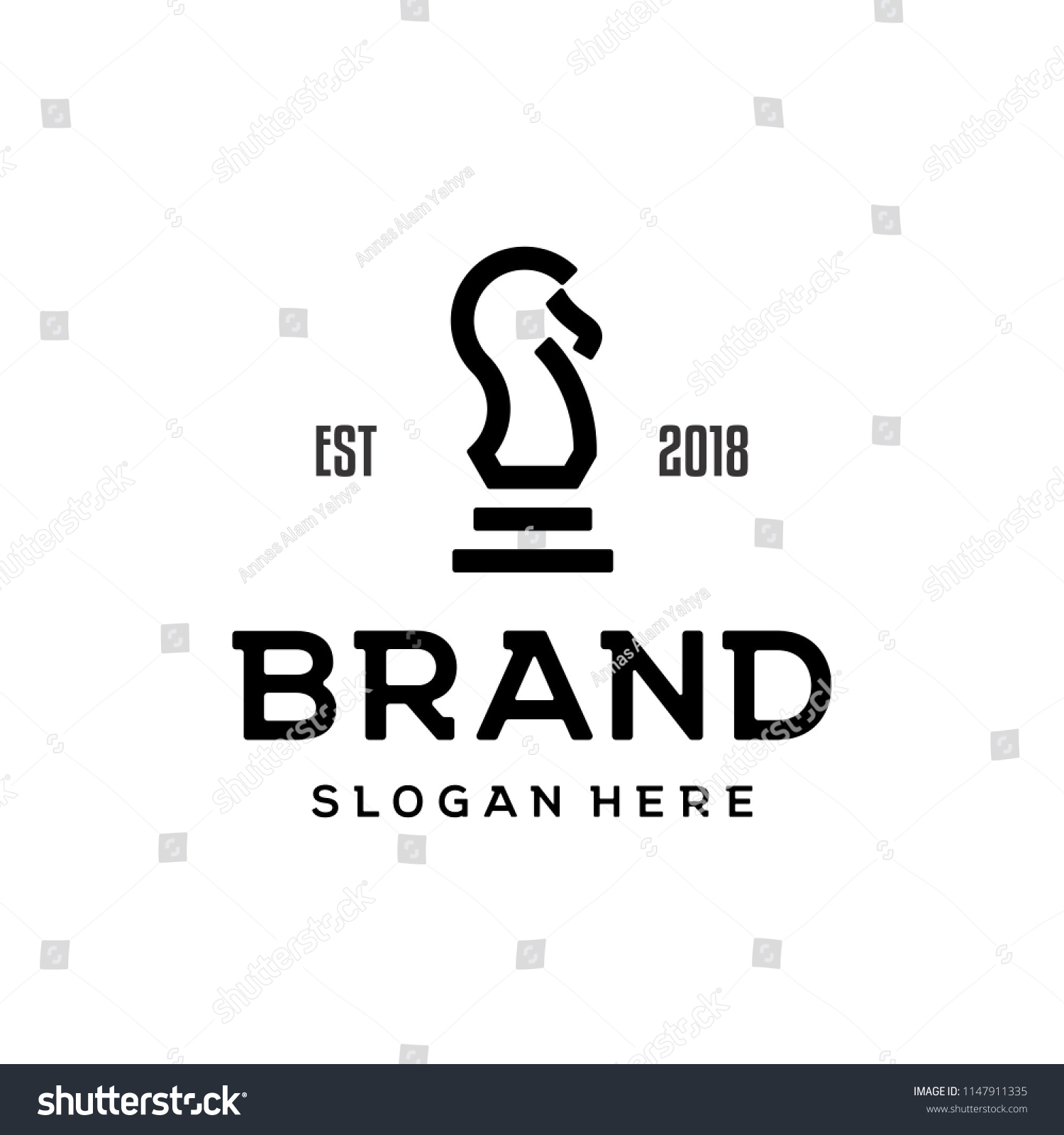 Chess Knight Logo Design Stock Vector (Royalty Free) 1147911335