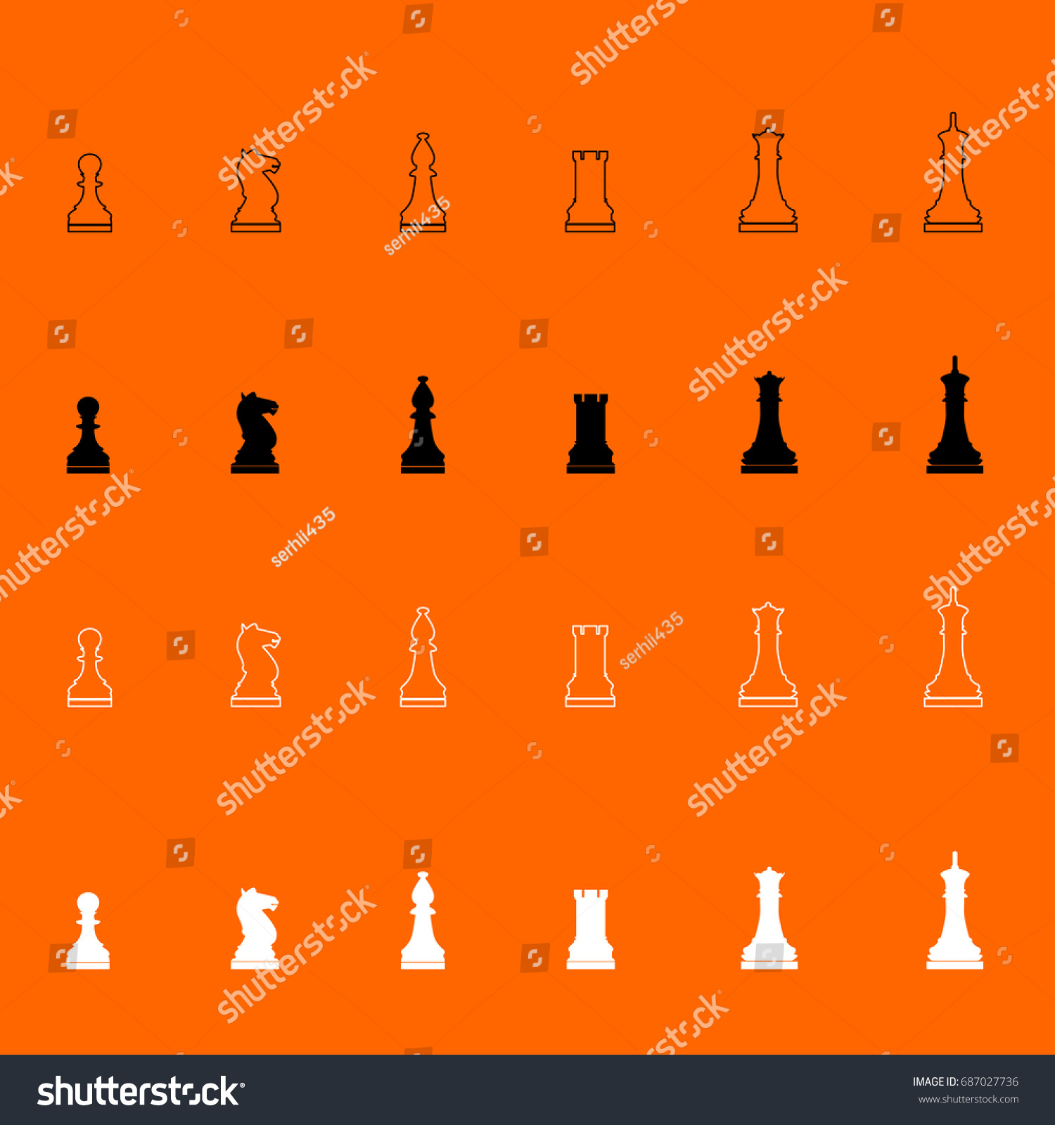 Chess Pieces Icon Stock Vector (Royalty Free) 687027736 | Shutterstock