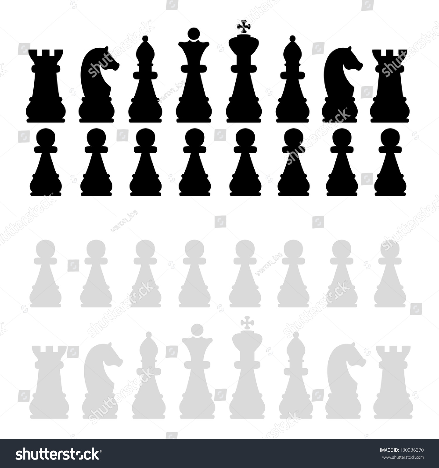 Chess Pieces Silhouette, Vector - 130936370 : Shutterstock