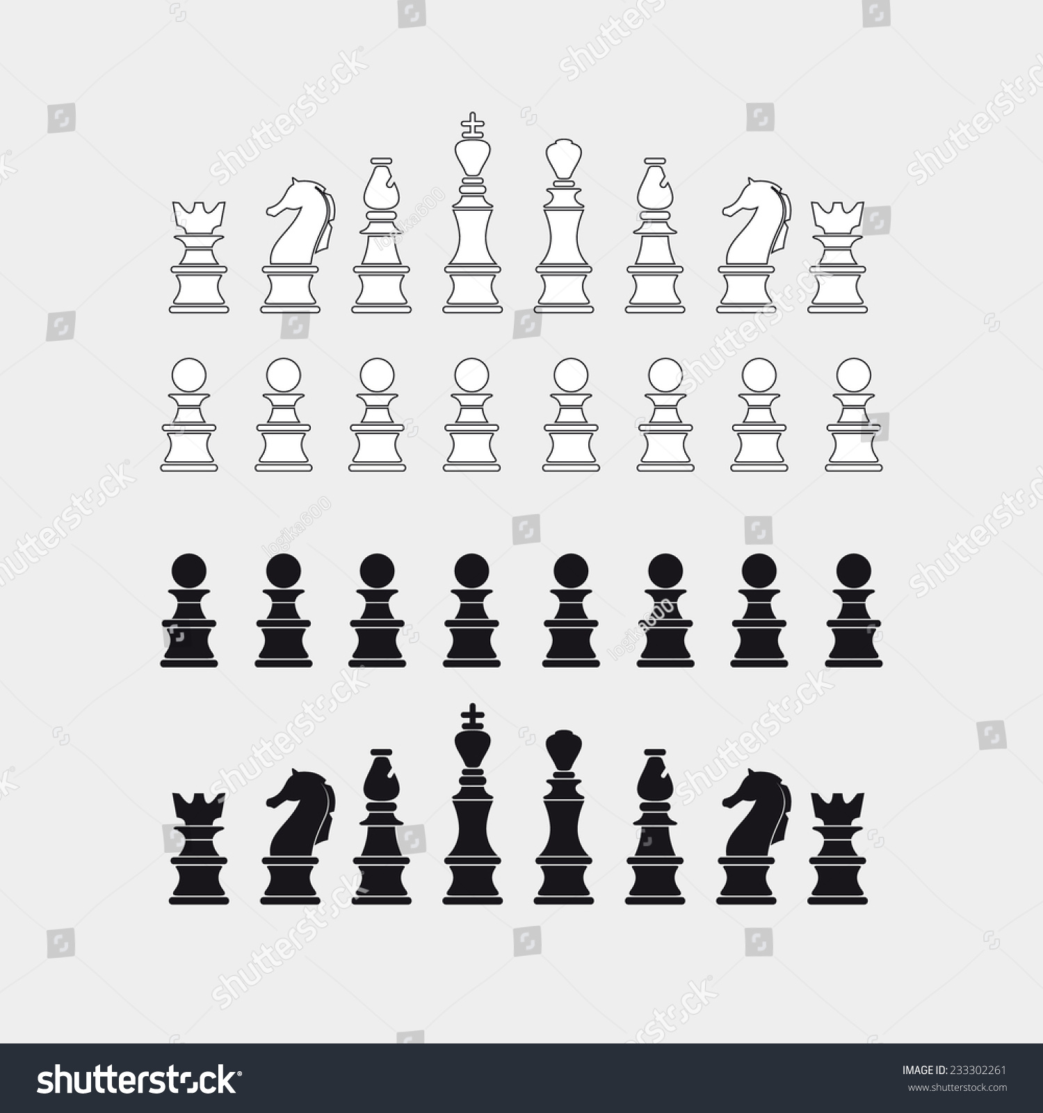 Chess Pieces Silhouette Vector: stockvector (rechtenvrij) 233302261 ...