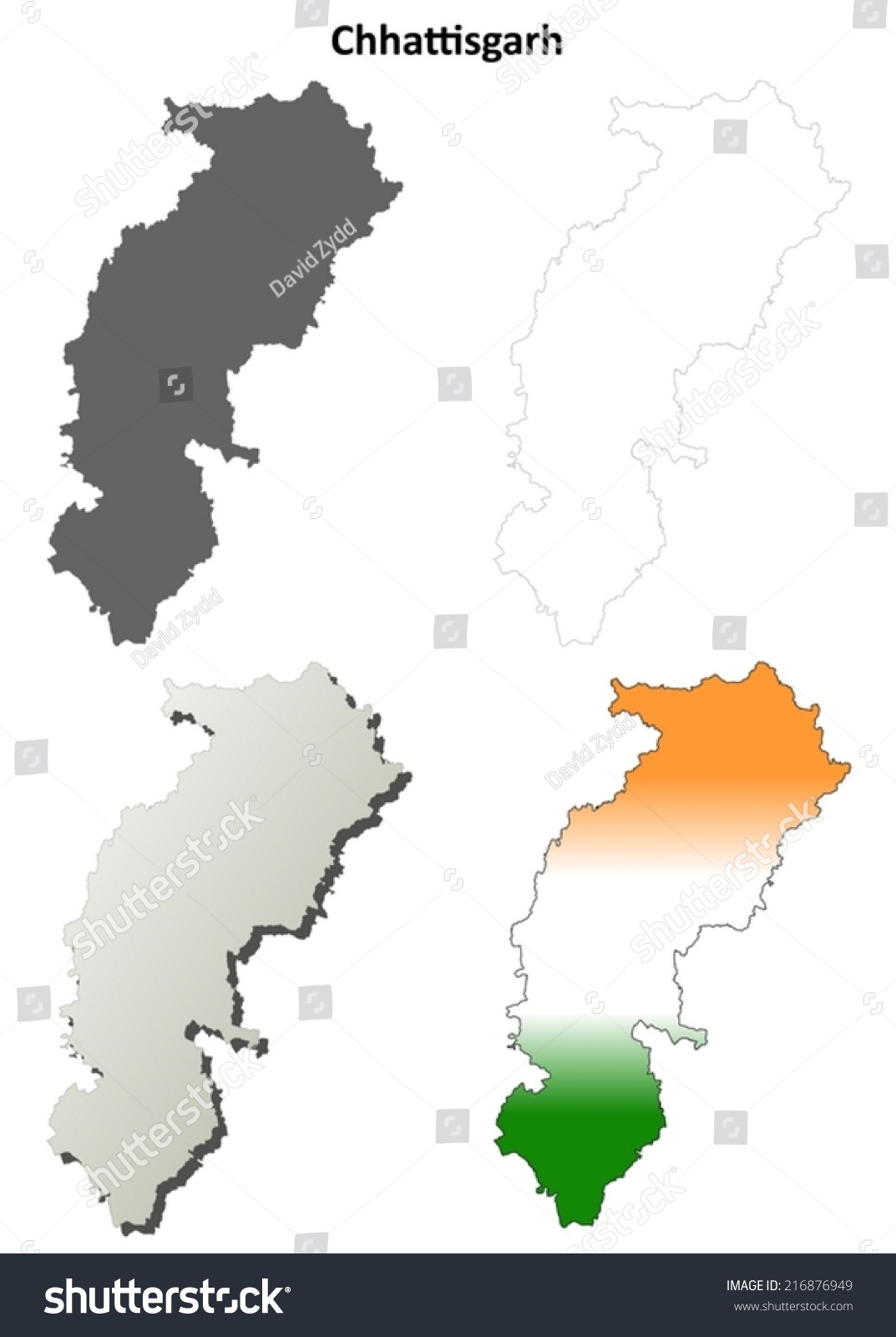 Chhattisgarh Blank Detailed Outline Map Set: vector de stock (libre de ...