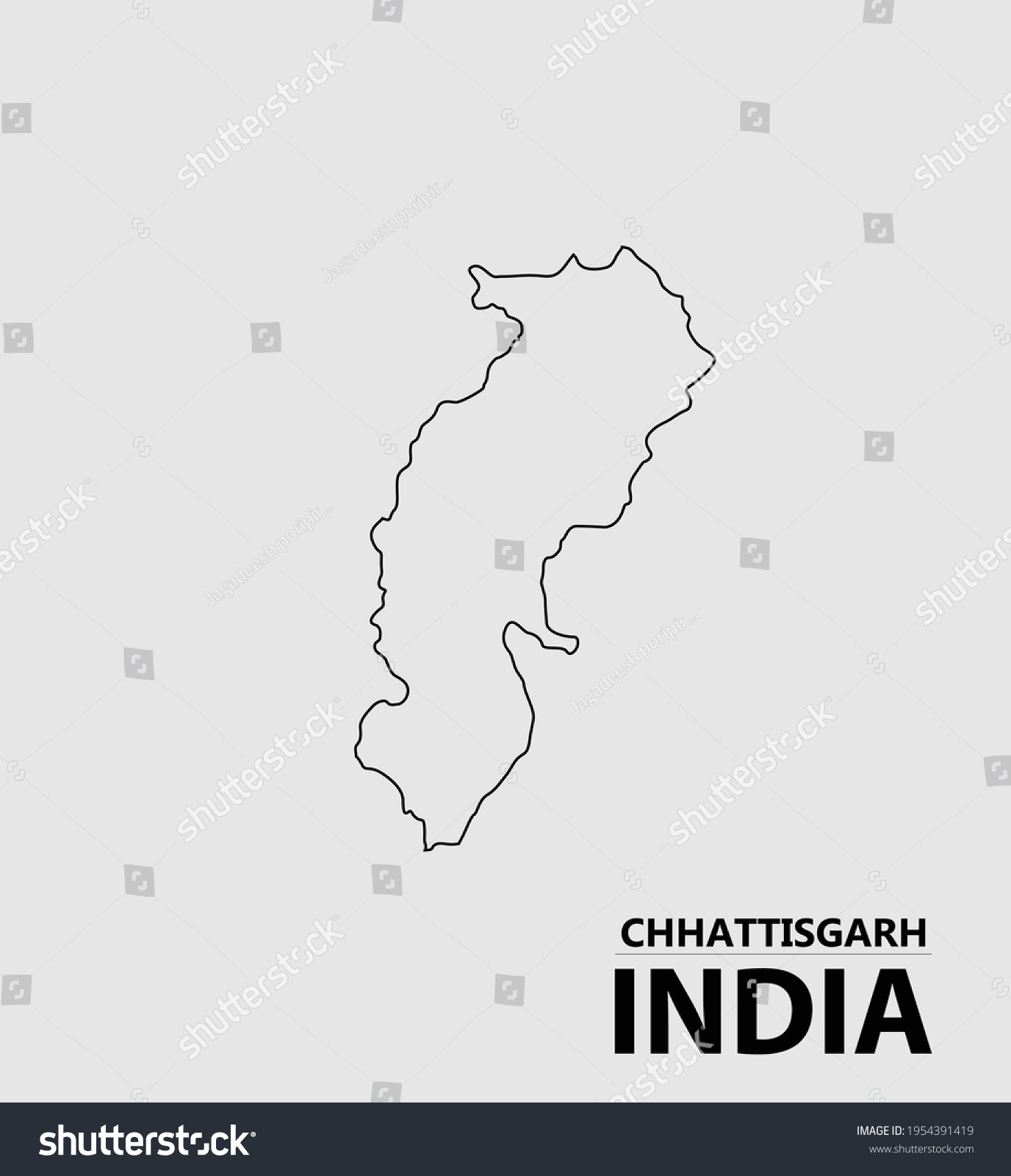 Chhattisgarh India Vector Map White Background Stock Vector (Royalty ...