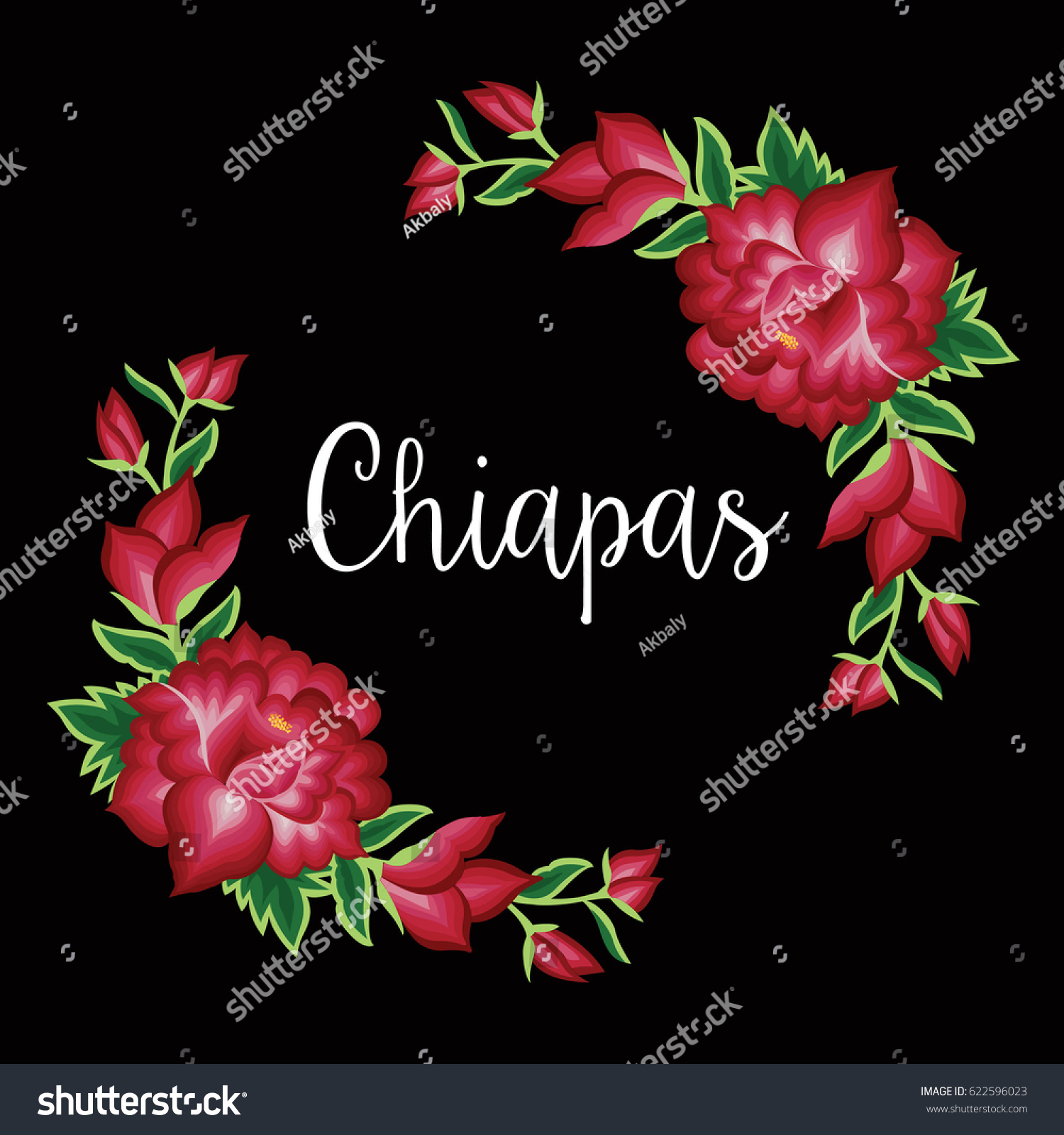 Chiapas Mexico Floral Composition Stock Vector (Royalty Free) 622596023 ...