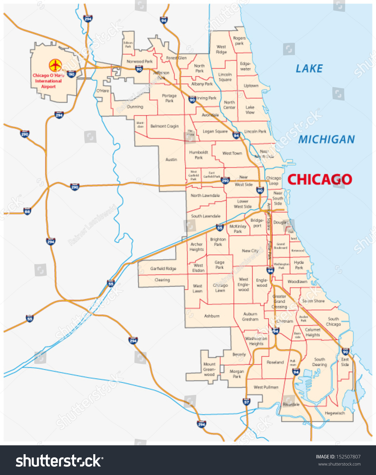Chicago Community Areas Map: เวกเตอร์สต็อก (ปลอดค่าลิขสิทธิ์) 152507807 ...