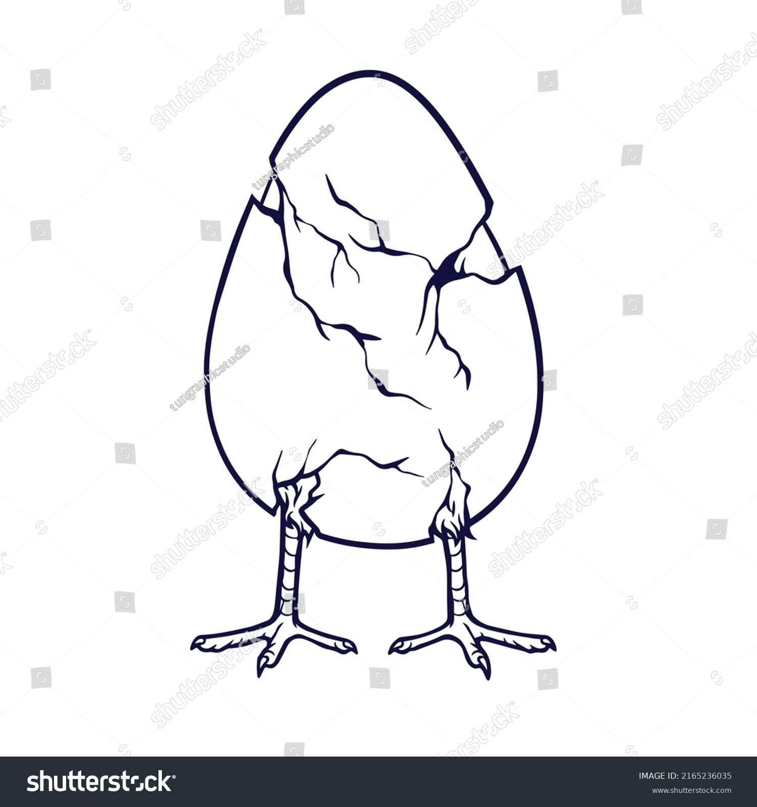 Chick Vector Illustration Line Art Stock Vector (Royalty Free ...