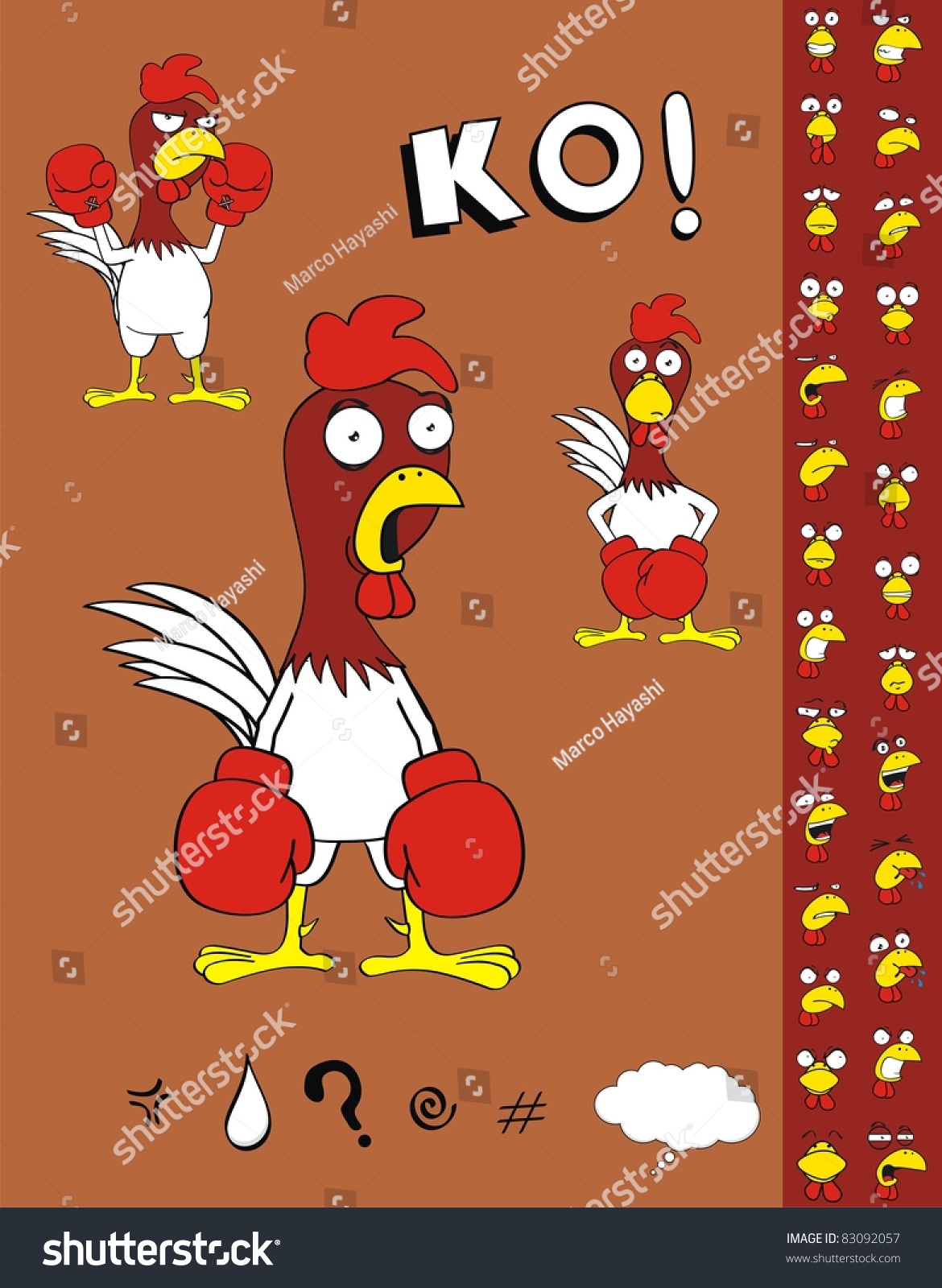Chicken Boxing Cartoon Set Vector Format Stock Vector (Royalty Free ...