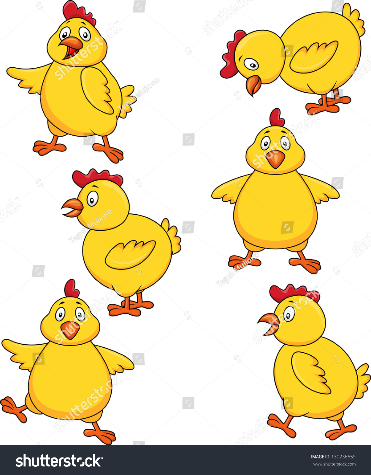 Chicken Cartoon Set Stock Vector (Royalty Free) 130236659