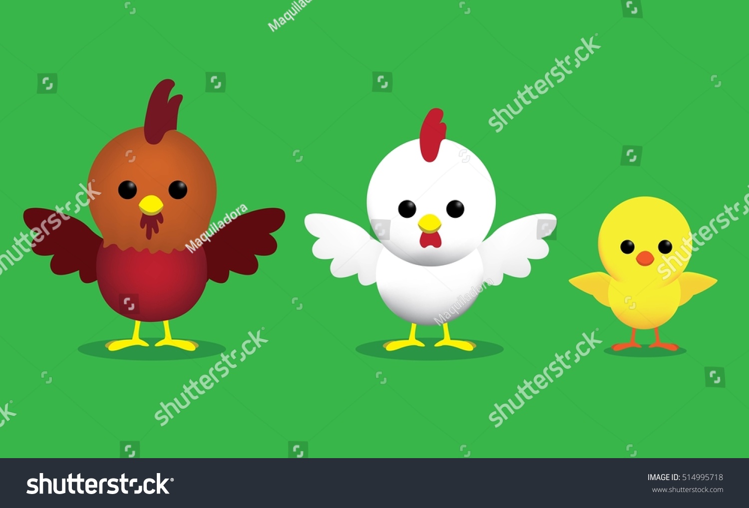 Chicken Characters Set Cartoon Vector Illustration Stock Vector ...
