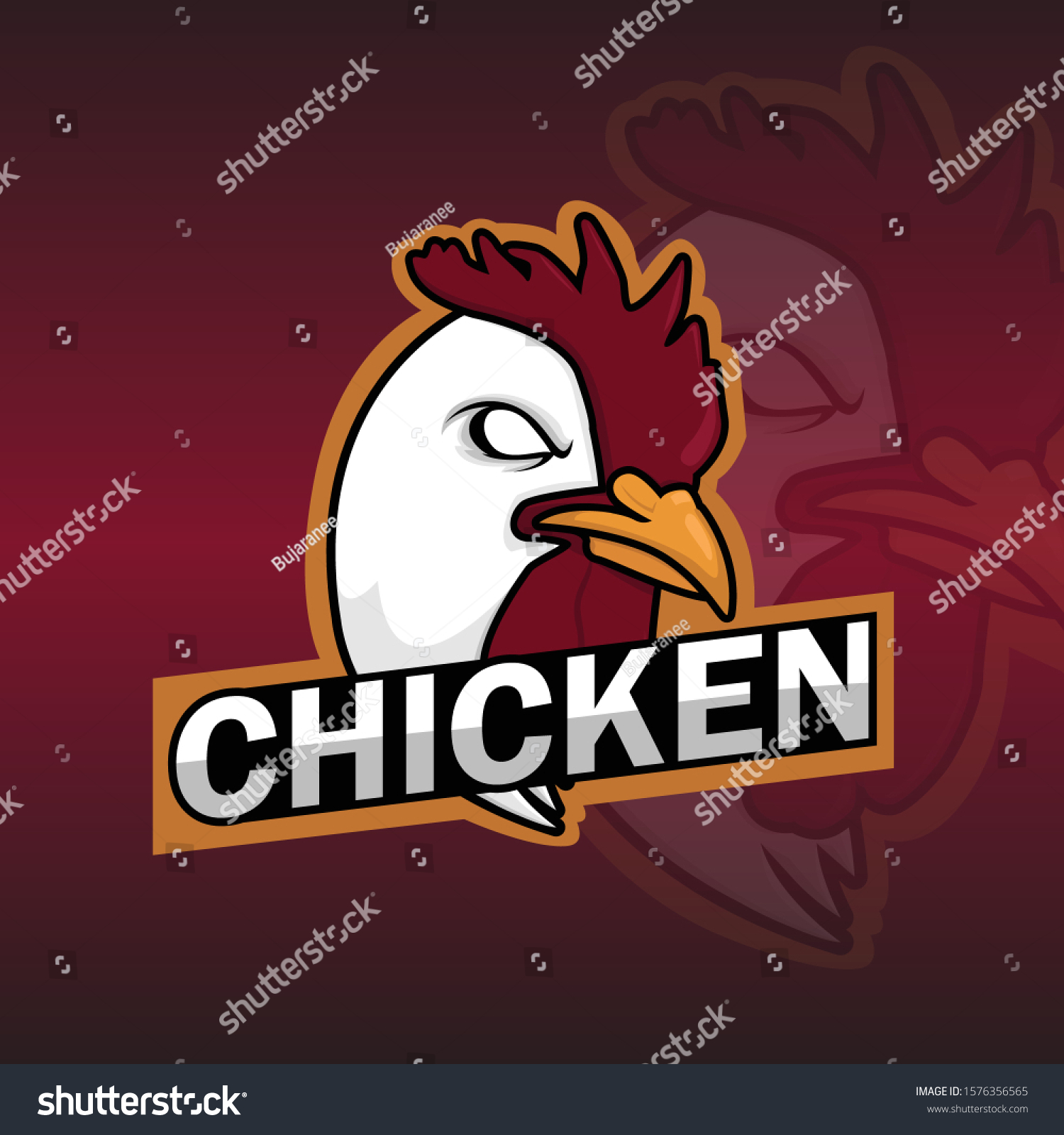 Vektor Stok Chicken E Sport Mascot Logo Design (Tanpa Royalti ...