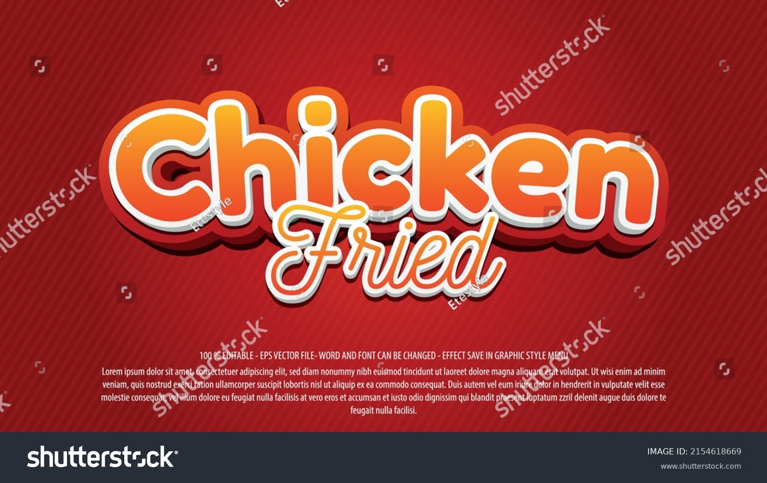 Chicken Fried 3d Style Text Effect Stock Vector (Royalty Free ...