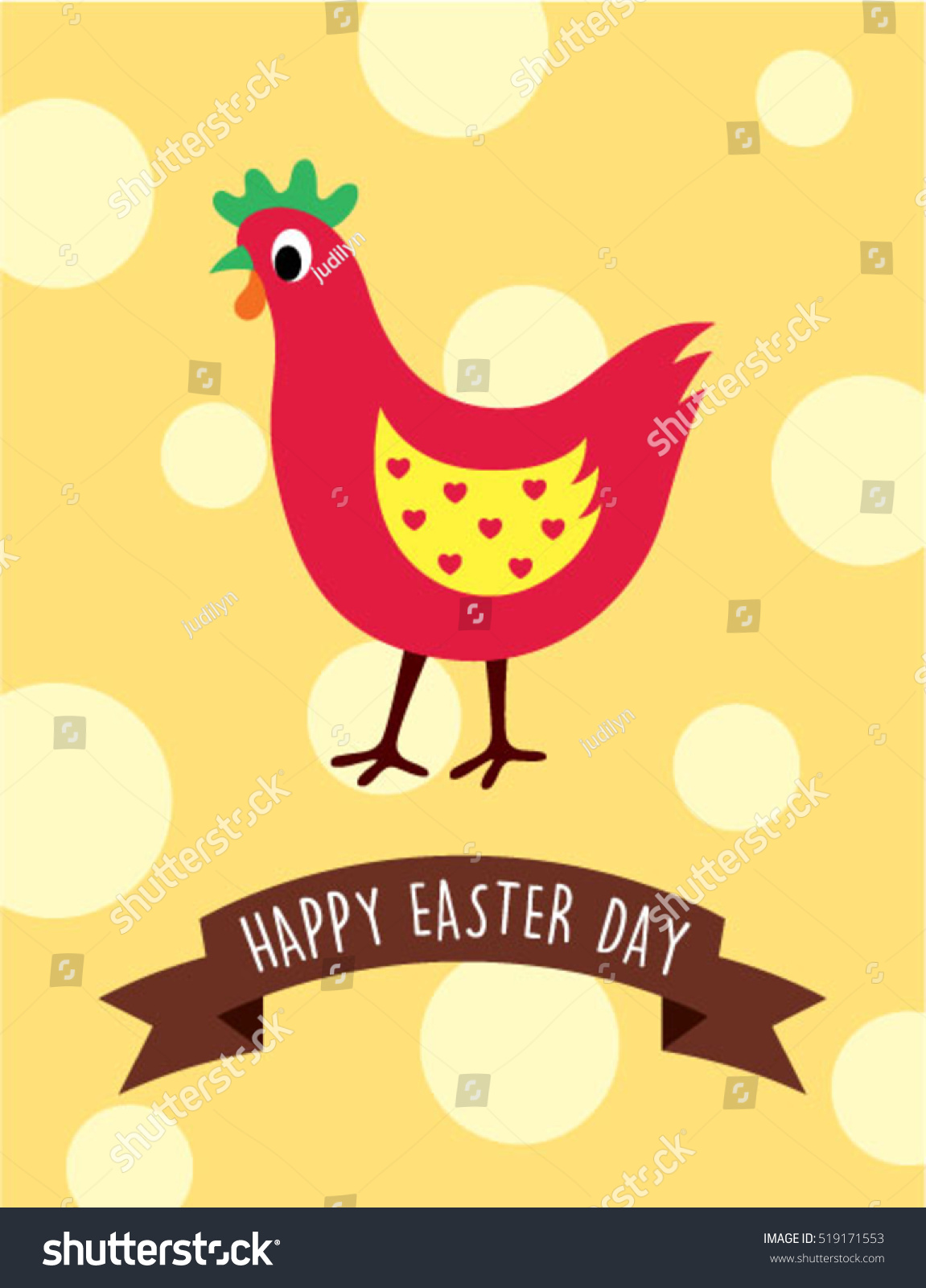 Chicken Happy Easter Day Greeting Vector Stock Vector (Royalty Free ...