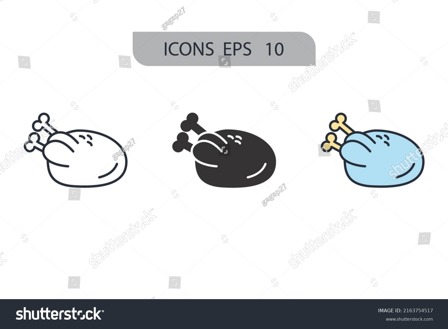 Chicken Icons Symbol Vector Elements Infographic Stock Vector (Royalty ...