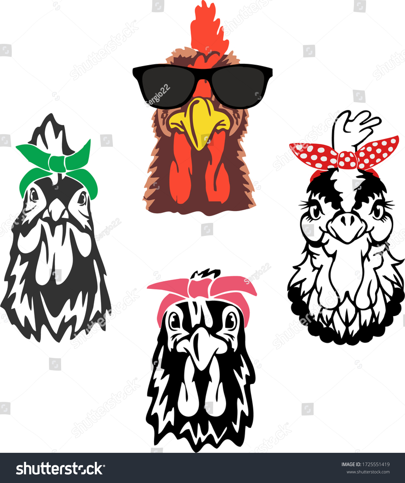 Chicken Logo Types Funny Vector Stock Vector (Royalty Free) 1725551419 ...