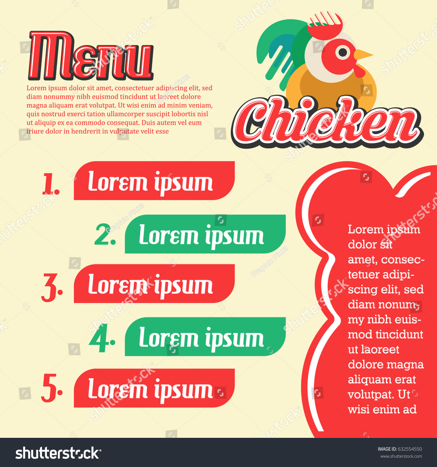 Chicken Logos Background Menu Stock Vector (Royalty Free) 632554550 ...