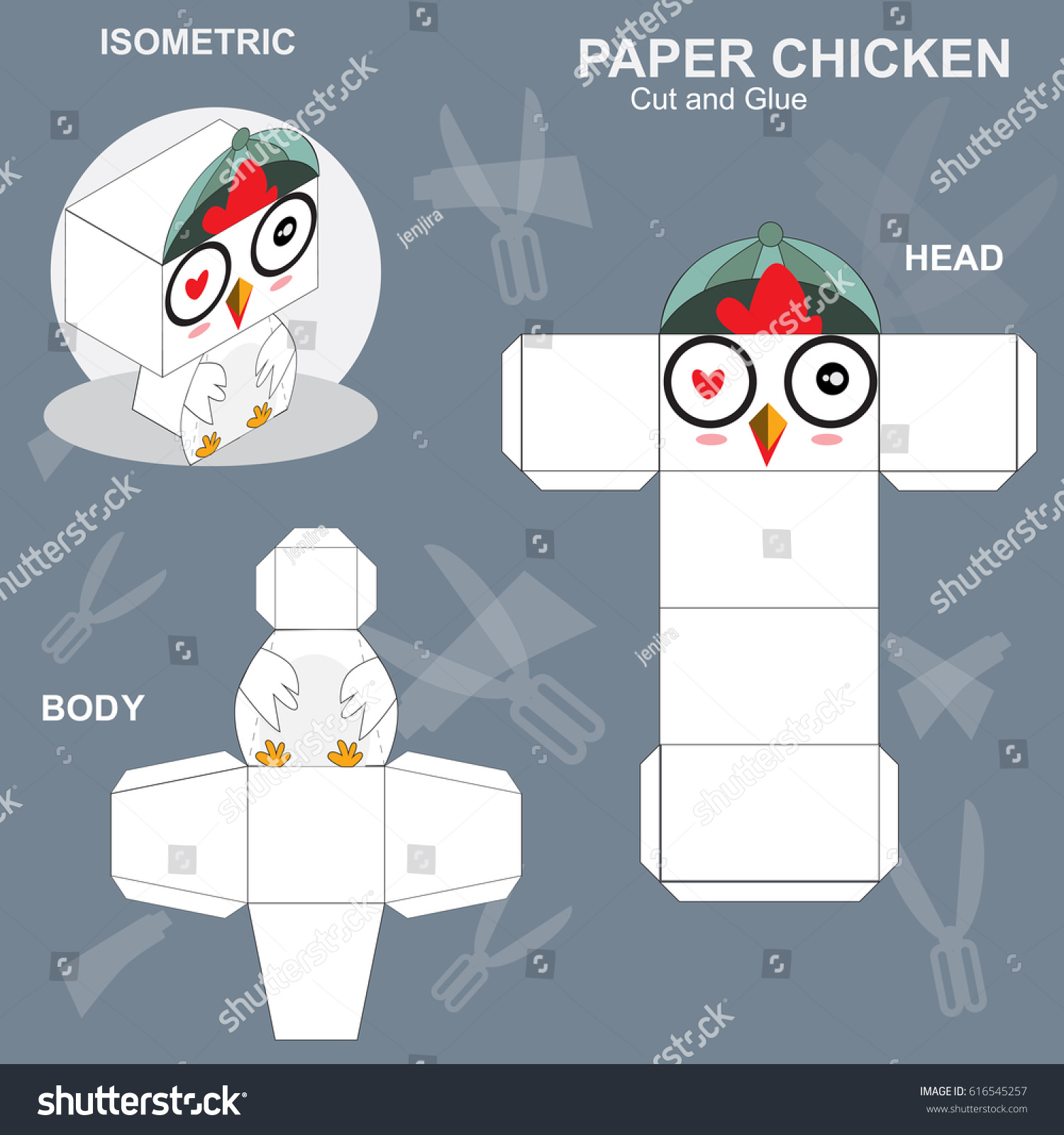 Chicken Paper Craft Template Stock Vector (Royalty Free) 616545257 ...