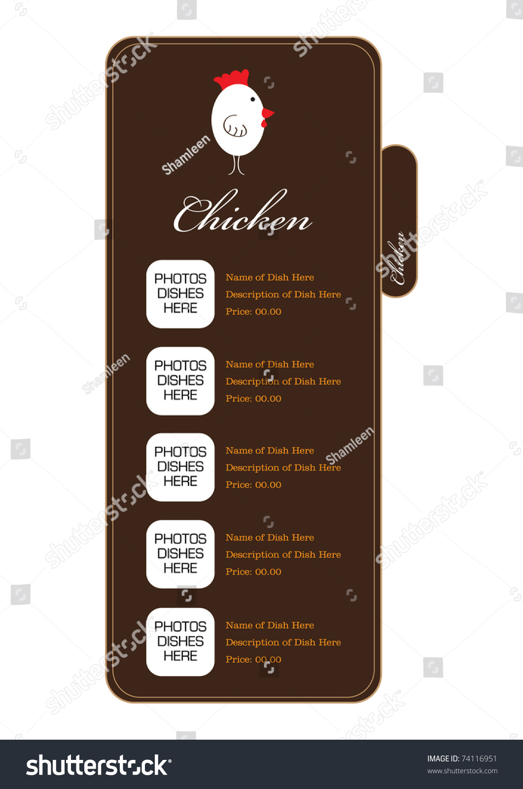 Chicken Restaurant Menu Full Design Concept: เวกเตอร์สต็อก (ปลอดค่า ...
