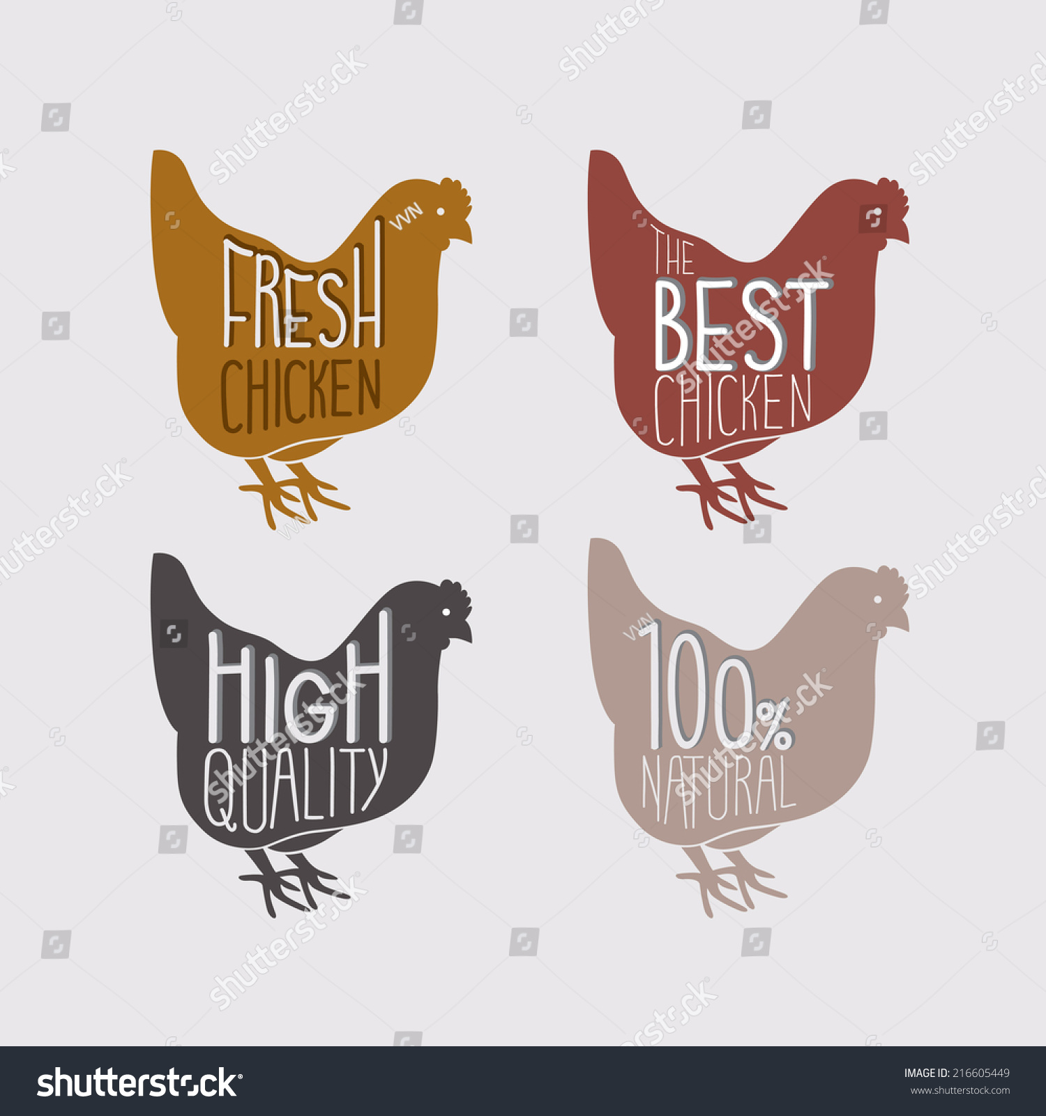 Chicken Retro Set Vector Illustration Stock Vector (Royalty Free) 216605449
