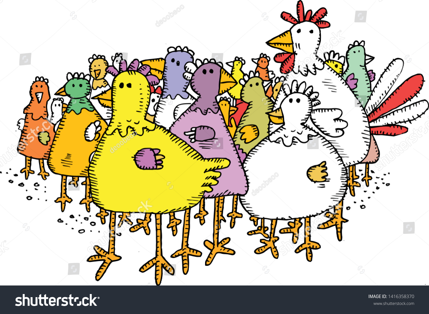 Chicken Vector Cartoon Chick Characters Stock Vector (Royalty Free ...