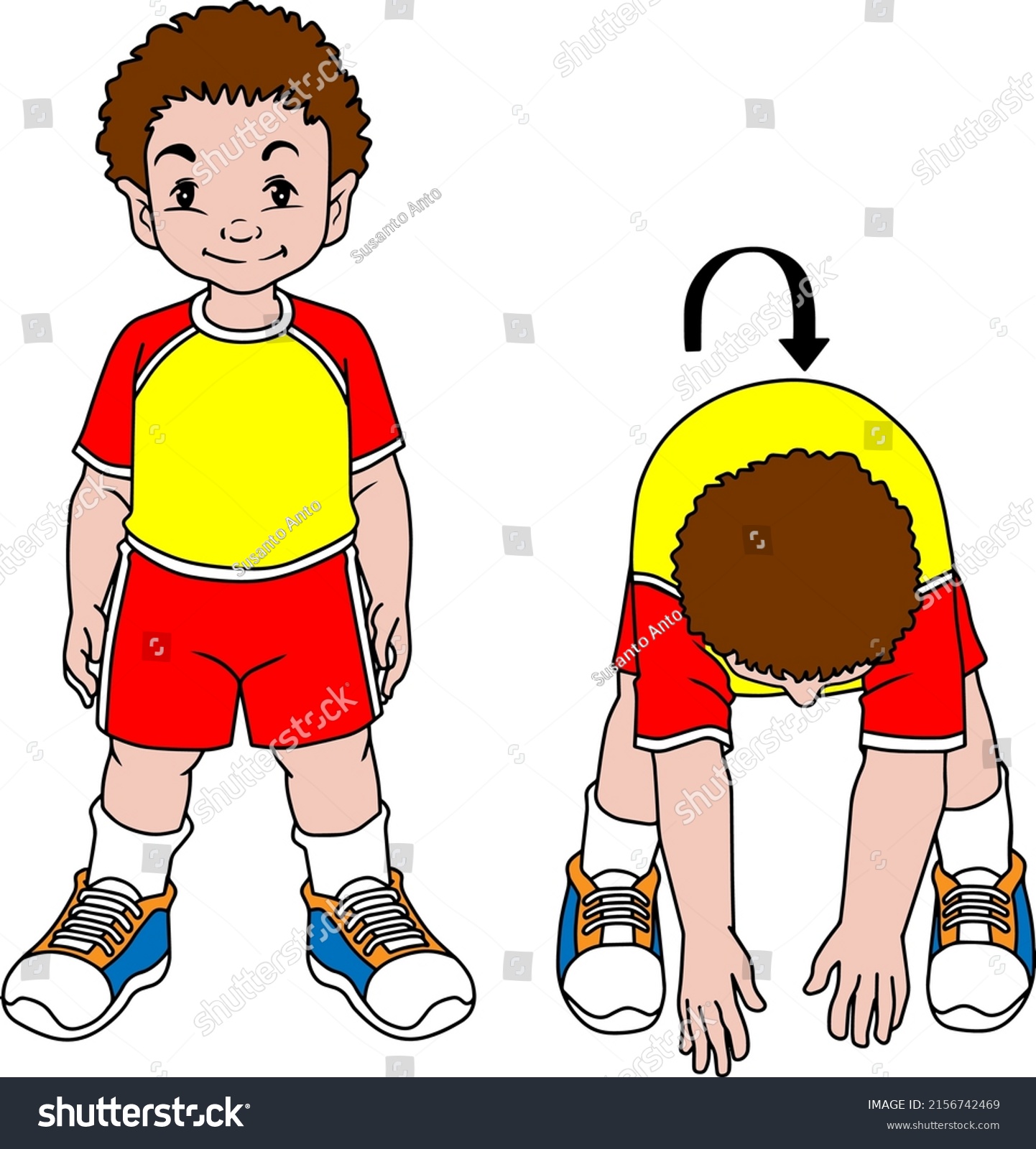 Child Bends Down Vector Illustration Isolated Stock Vector (Royalty ...