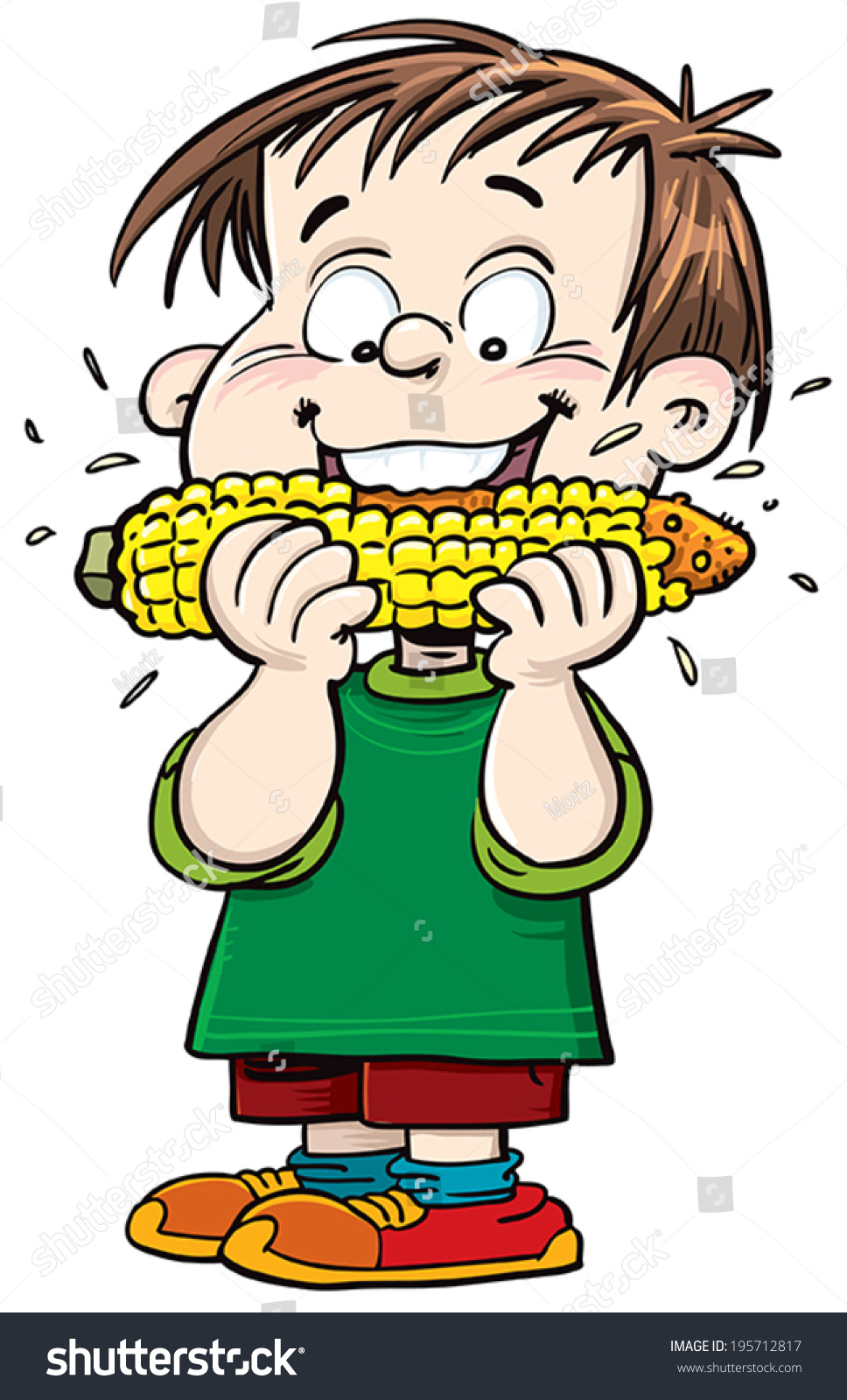 Child Eating Corn Stock Vector (Royalty Free) 195712817