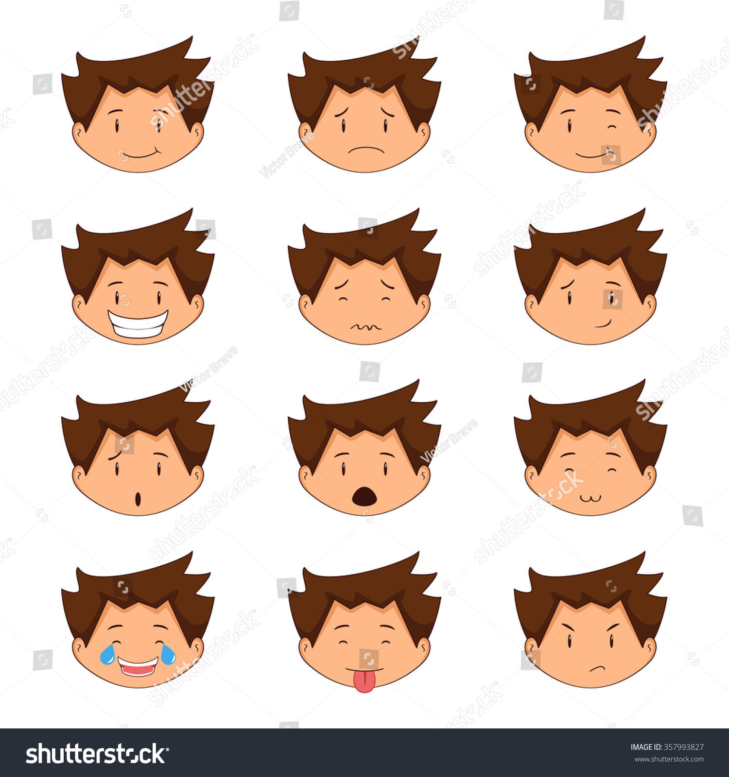 Child Face Expressions Vector Set Collection Stock Vector (Royalty Free ...