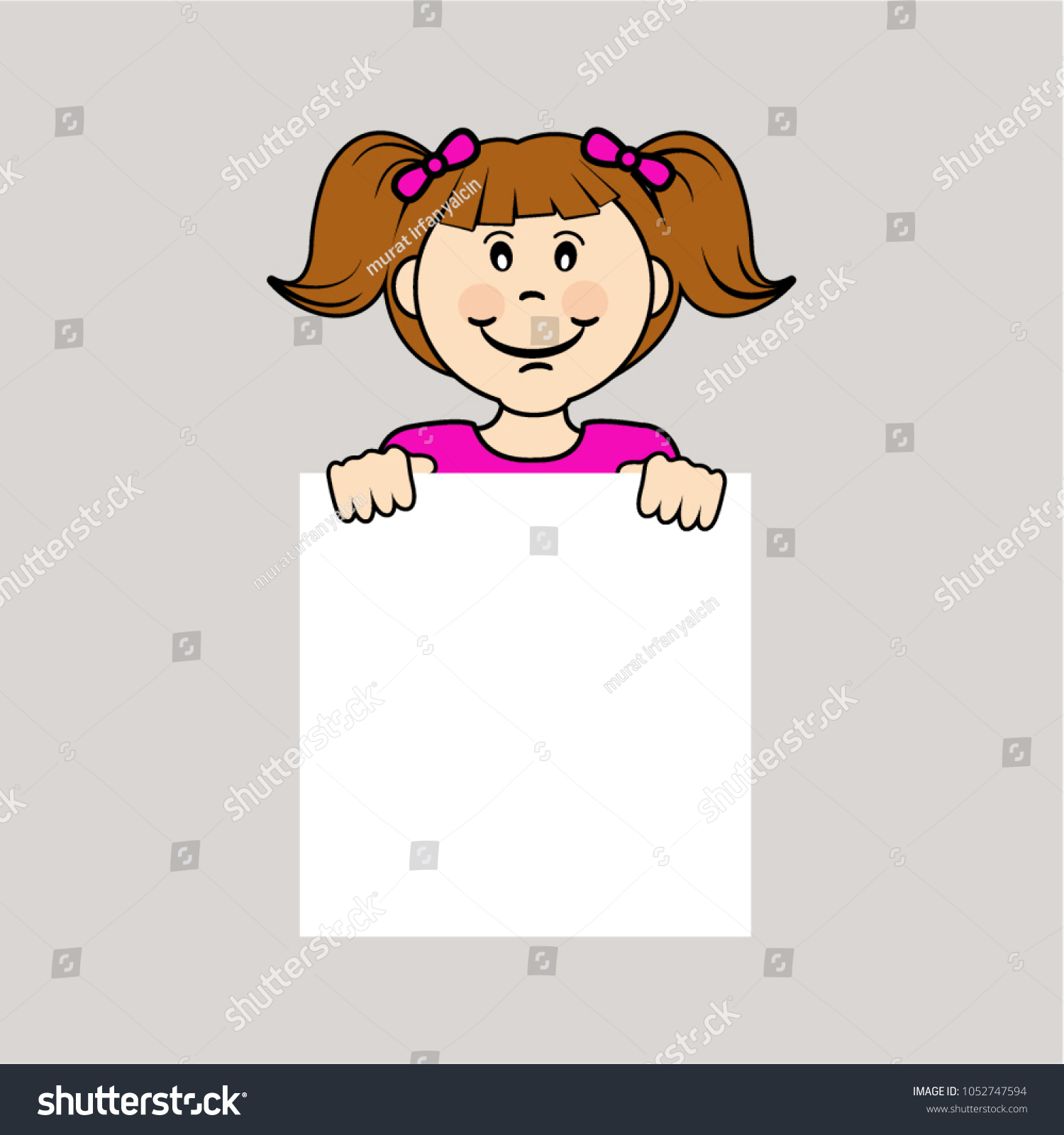 Child Holding Paper Vector Drawing Stock Vector (Royalty Free ...