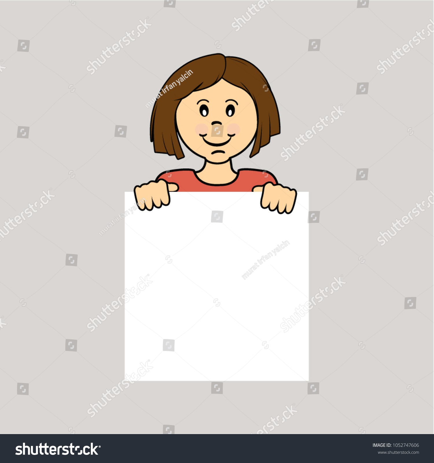Child Holding Paper Vector Drawing Stock Vector (Royalty Free ...