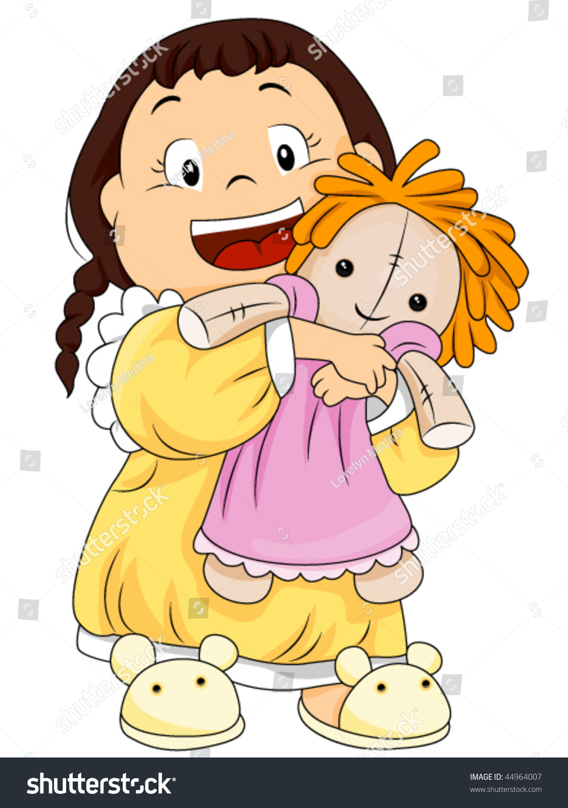 Child Hugging Her Rag Doll Vector 库存矢量图（免版税）44964007 | Shutterstock