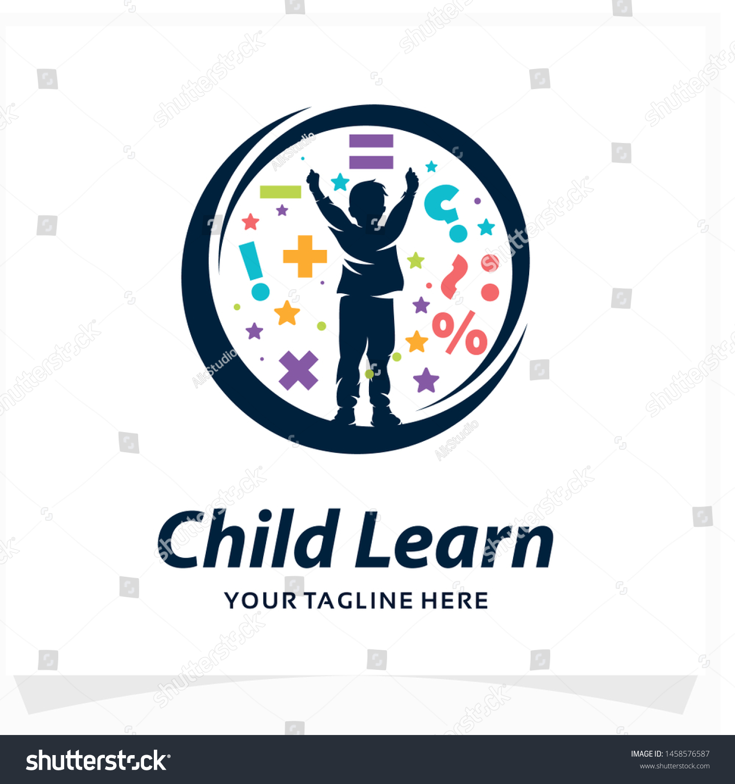 Child Learn Logo Design Template Stock Vector (Royalty Free) 1458576587