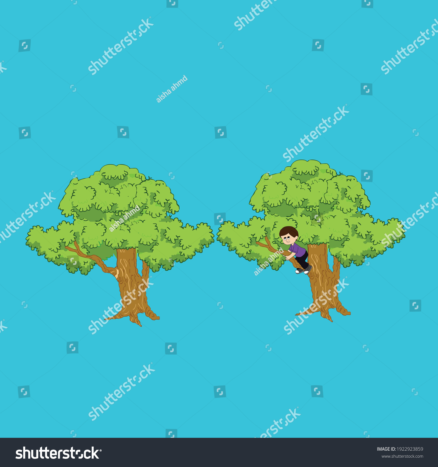 Child On Tree Illustration Vector Art Stock Vector (Royalty Free ...
