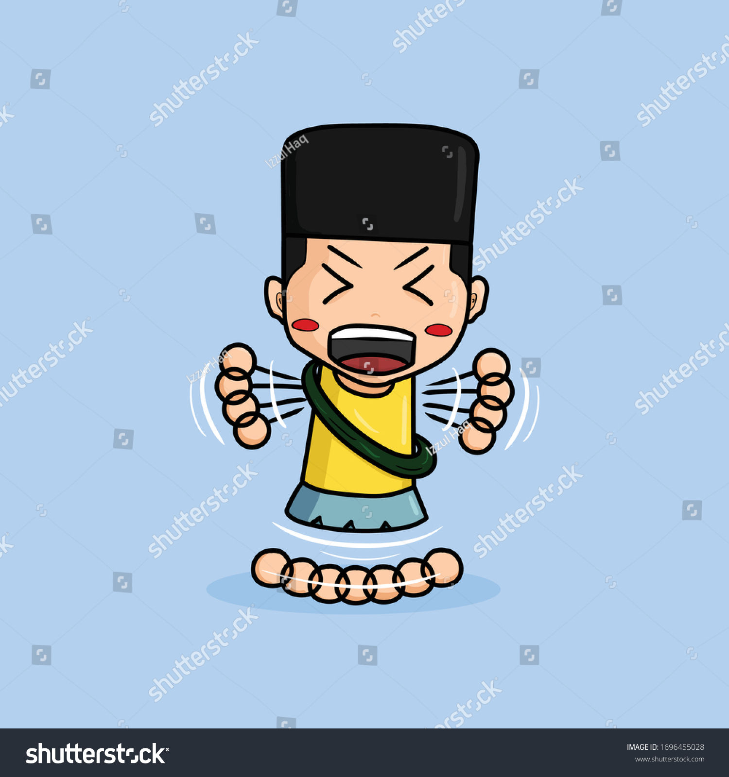 Child Run Chibi Character Islamic Child Stock Vector (Royalty Free ...