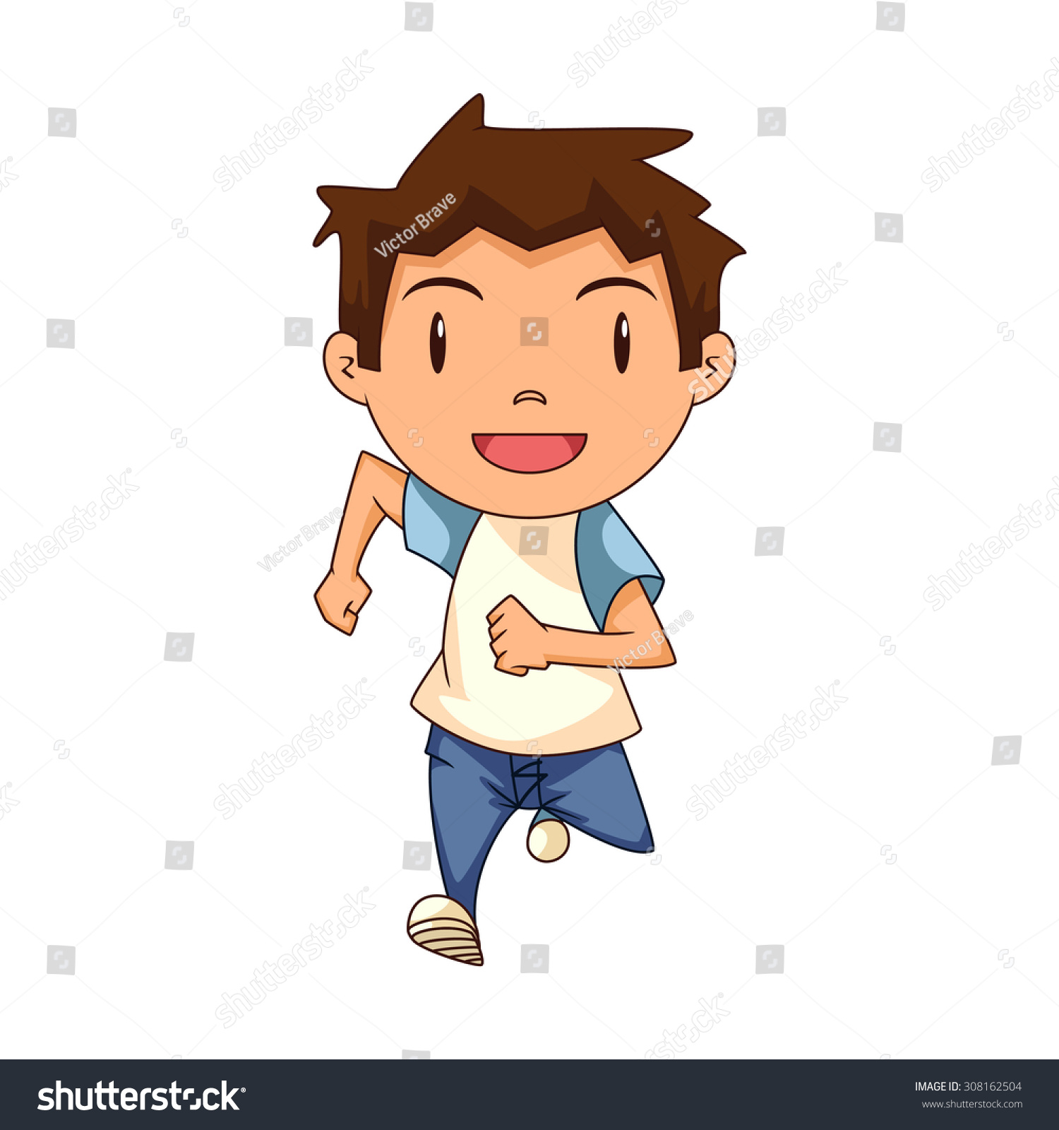 Child Running Front View Vector Illustration Stock Vector (Royalty Free ...
