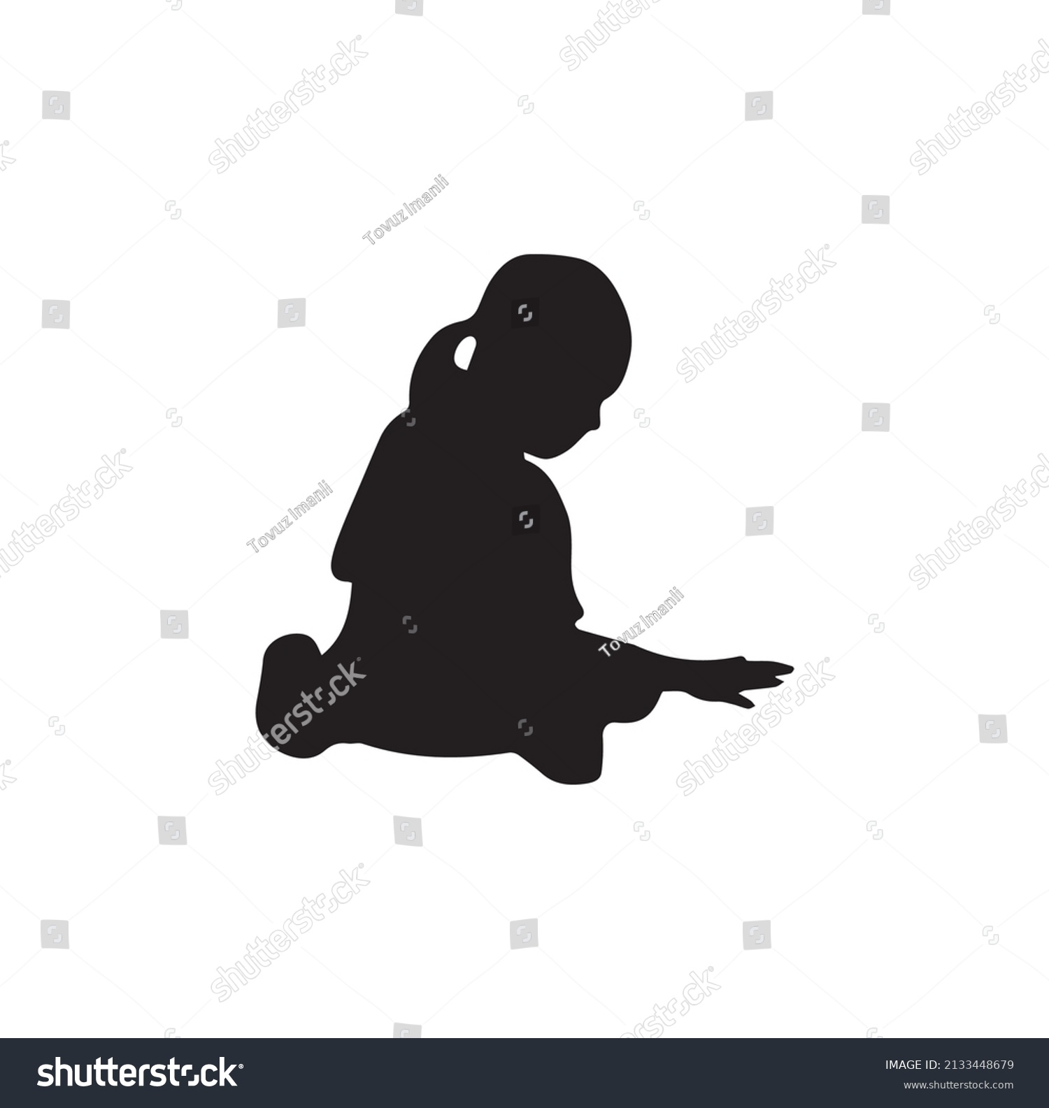 Child Sitting Silhouette Background Vector Illustrator Stock Vector ...